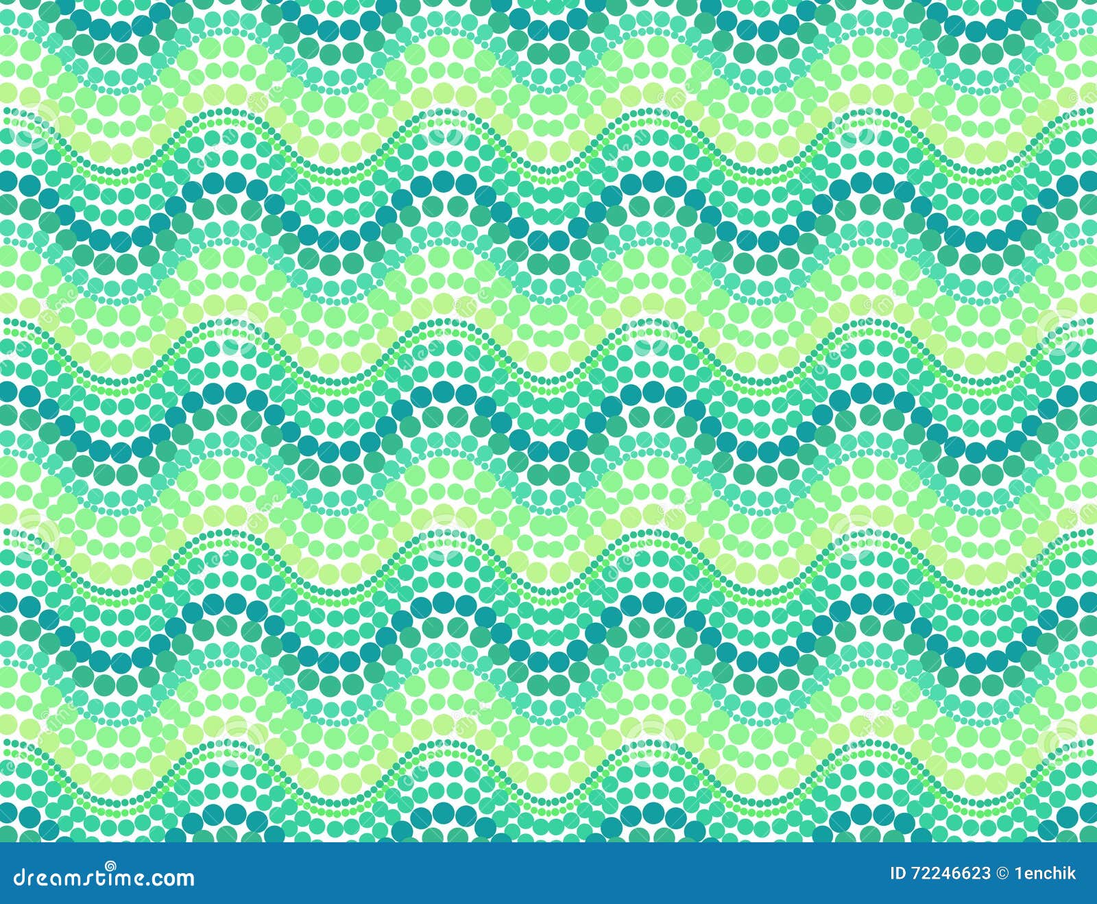 Green Dotted Waves Vector Seamless Pattern Stock Vector - Illustration ...