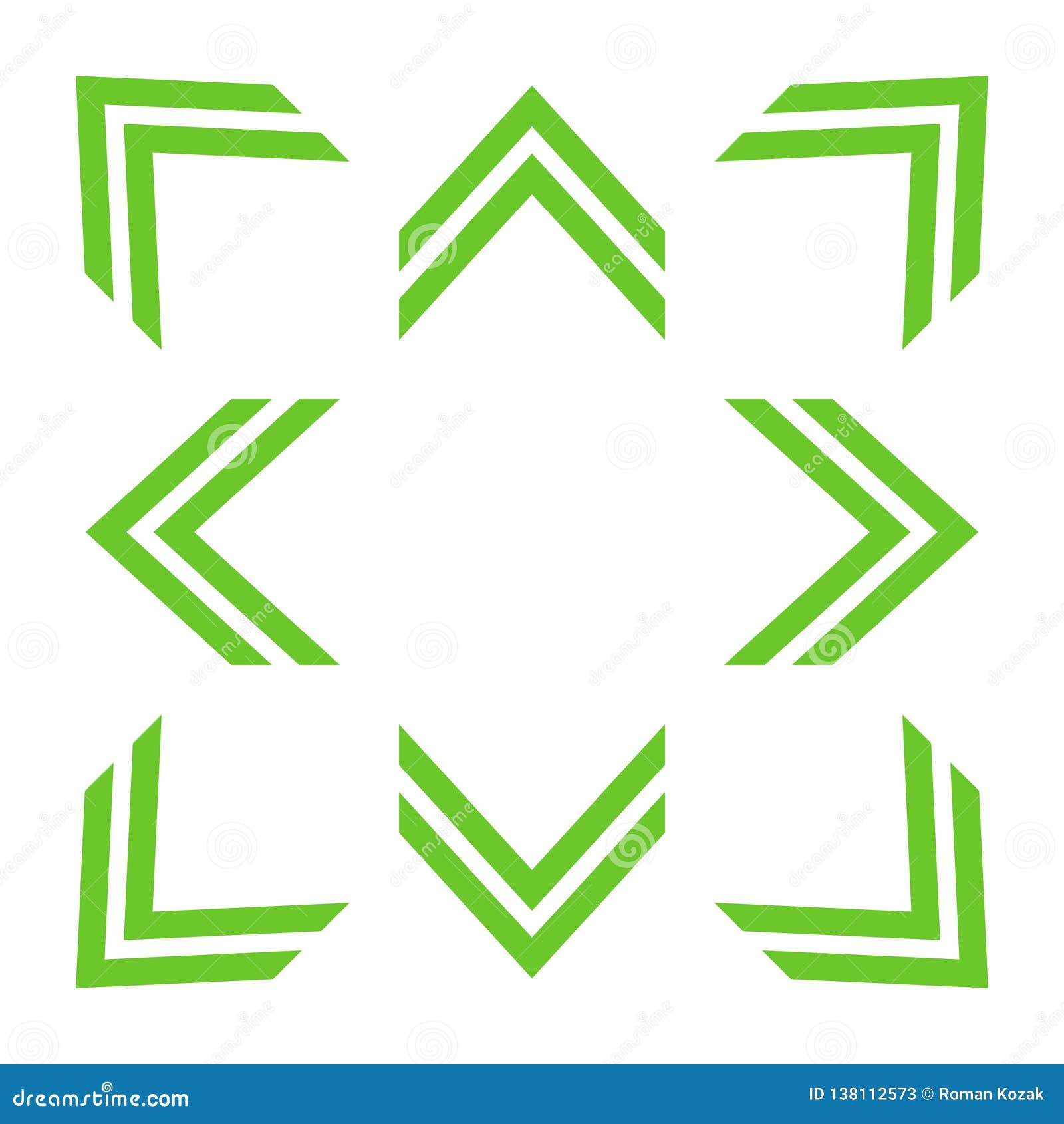Green Double Arrows in 8/eight Different Directions Stock Vector ...