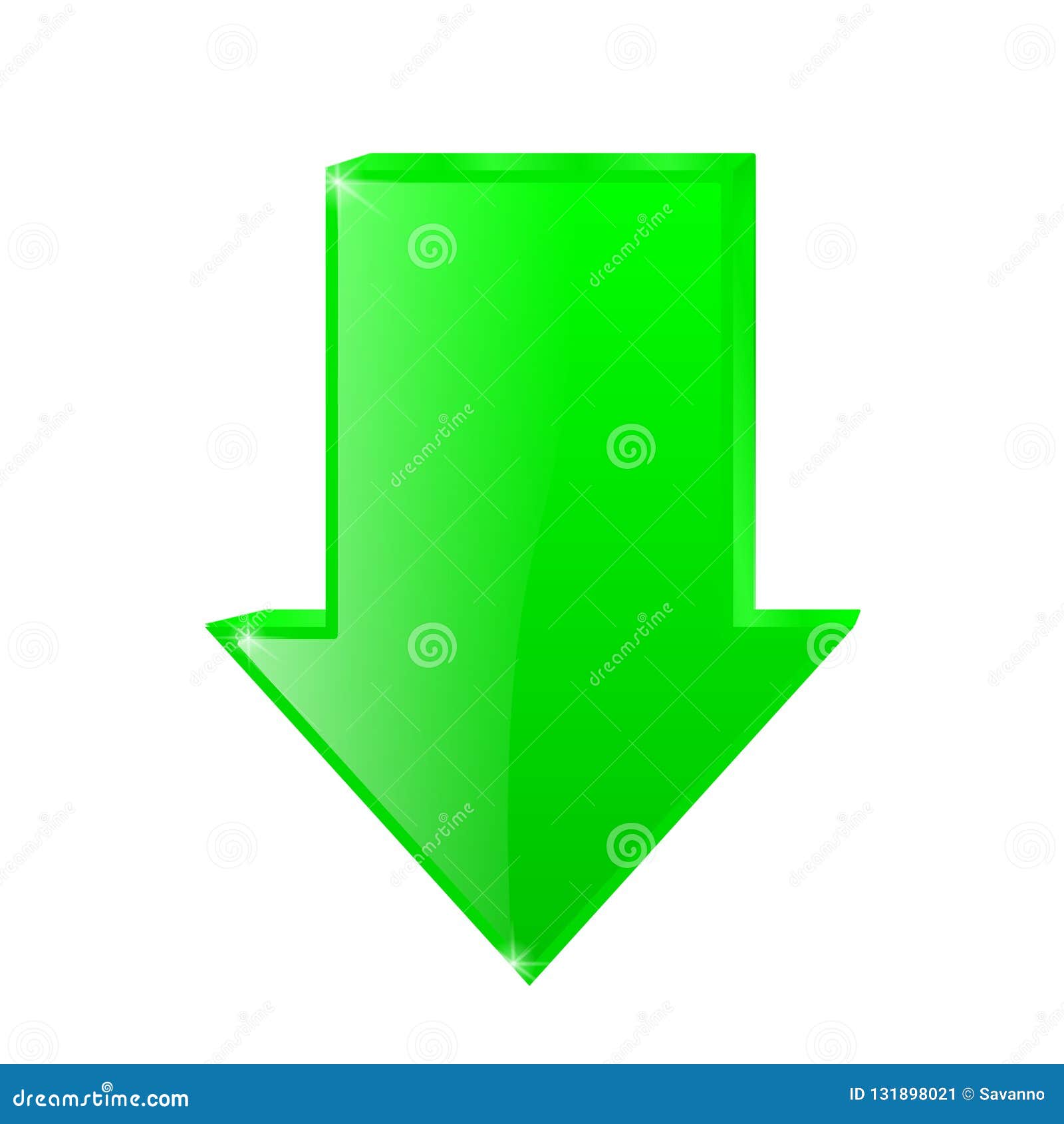 Green DOWN arrow stock vector. Illustration of green - 131898021