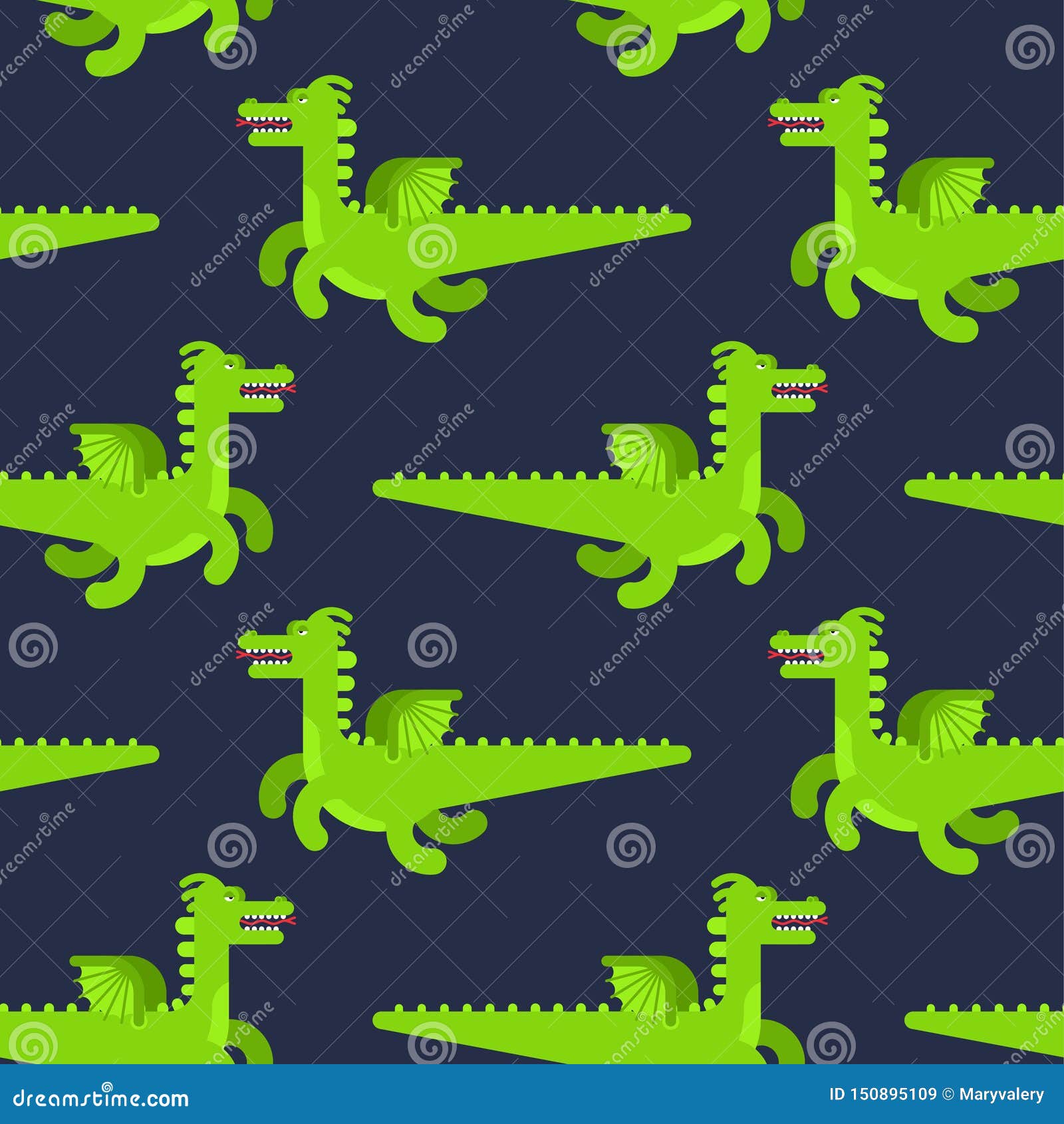Green Dragon Pattern Seamless. Flying Monster Background. Vector ...