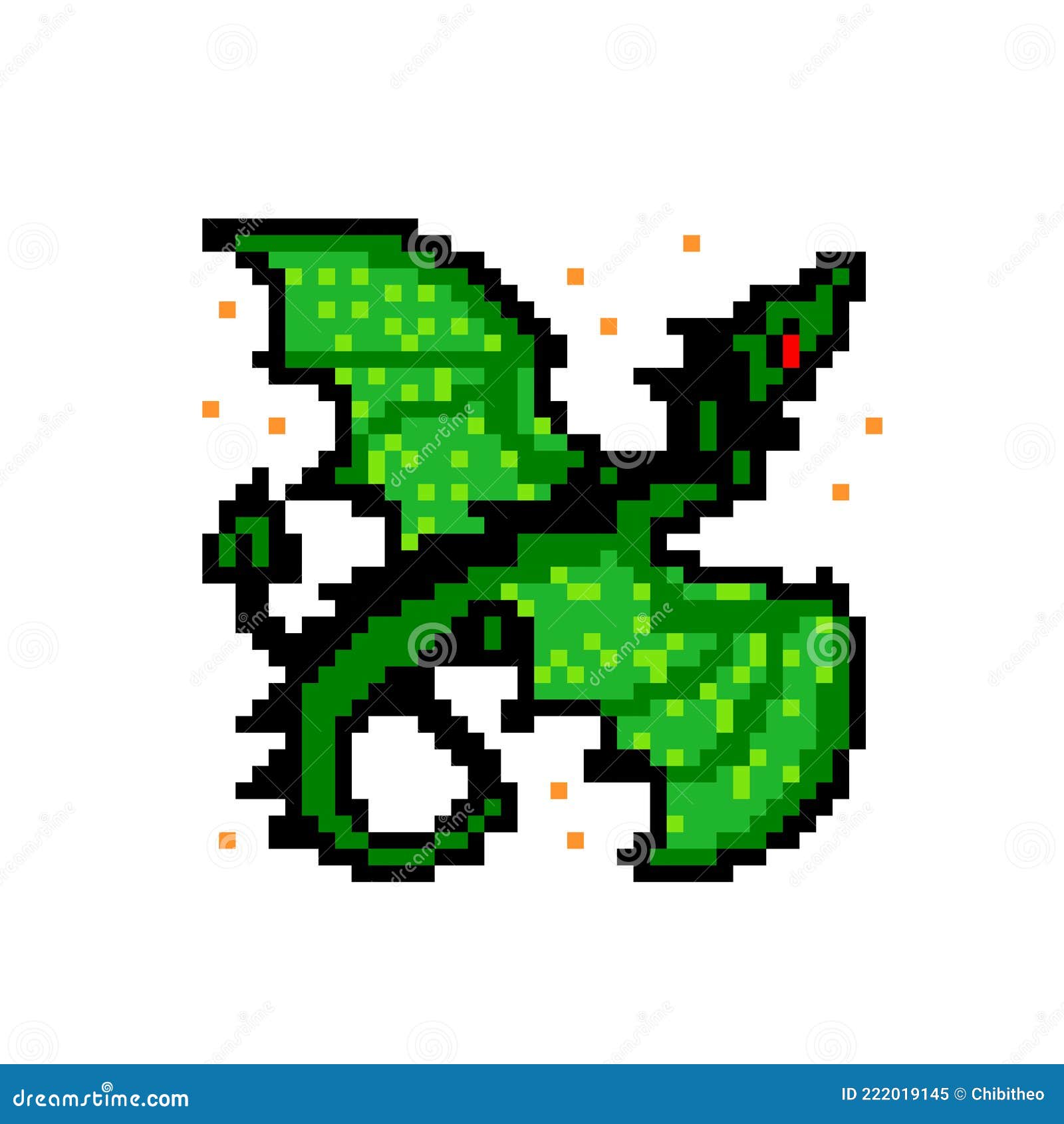 Green Dragon Pixel Image 8 Bit Game Icon Stock Vector - Illustration of ...