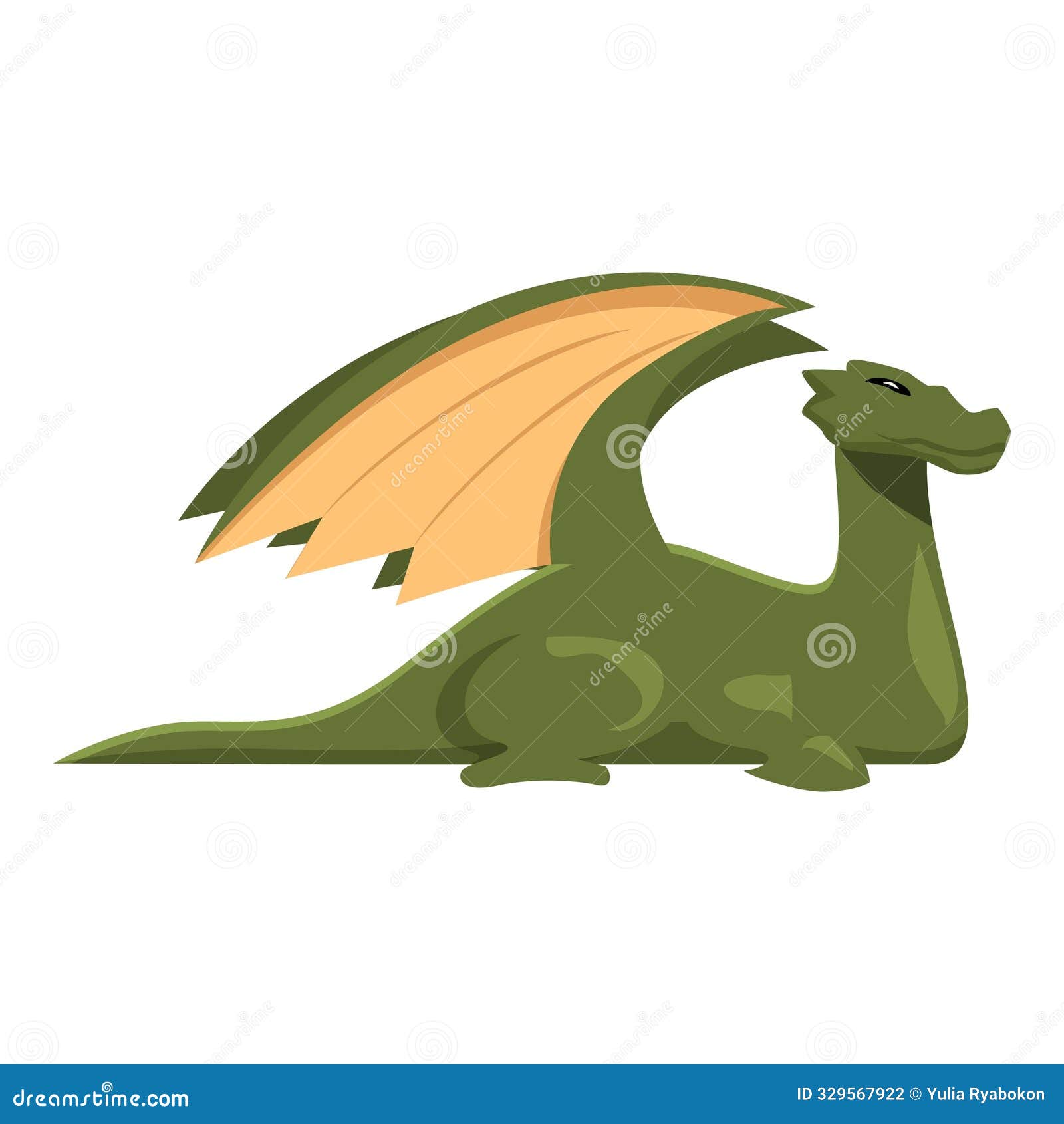 Green Dragon Resting Spreading Its Wings Stock Vector - Illustration of ...