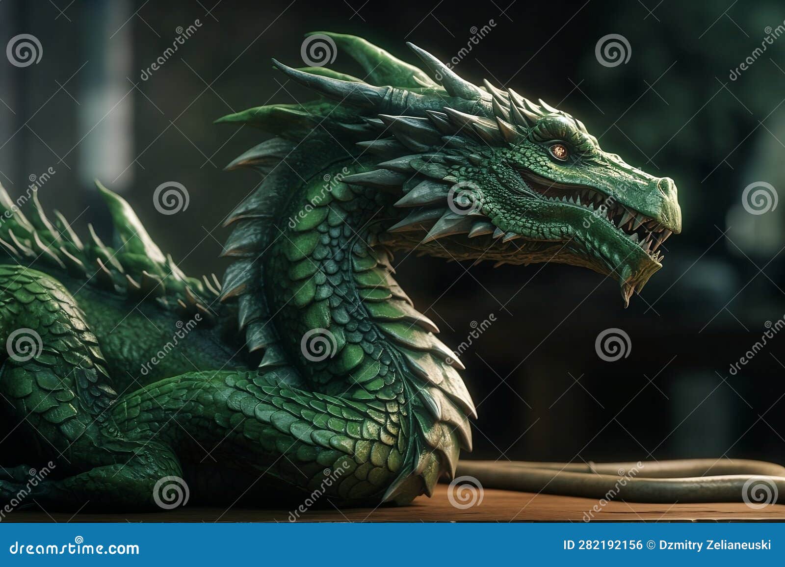 Green Dragon Statue. Generative AI. Stock Photo - Image of east ...