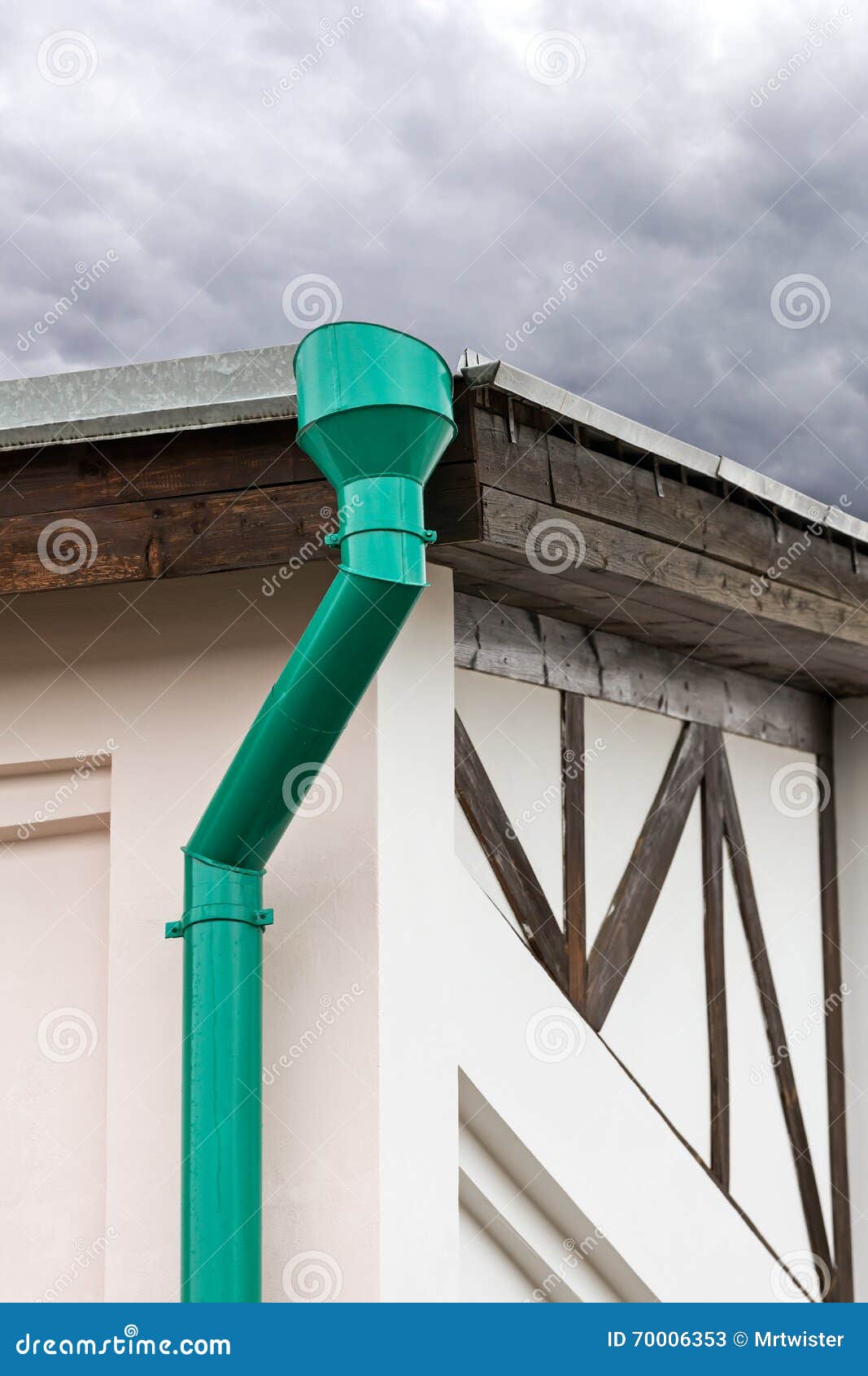 Green Drainpipe on Wall of House Stock Image - Image of detail ...