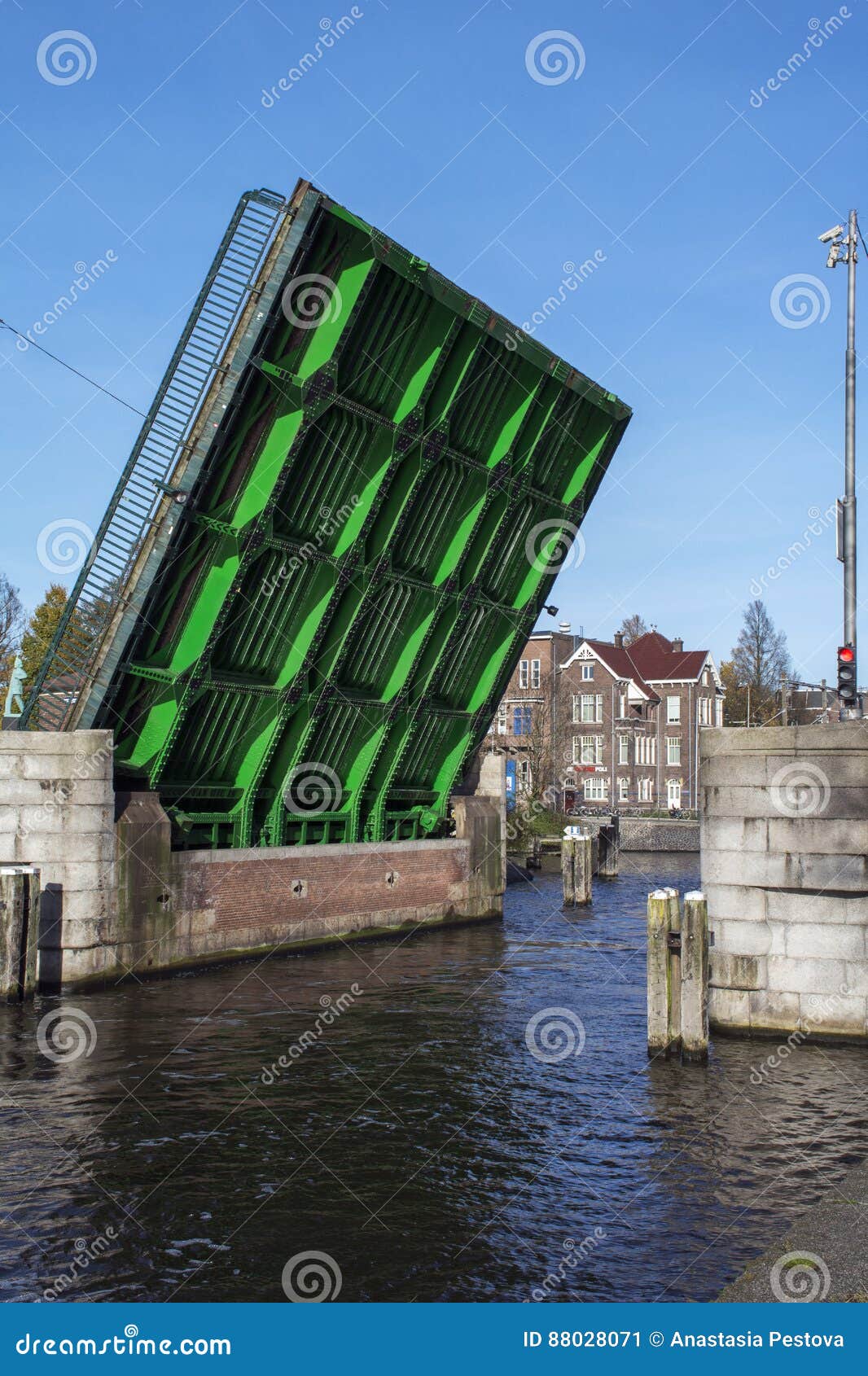 Green Drawbridge in Amsterdam Editorial Photo - Image of blue, canal ...