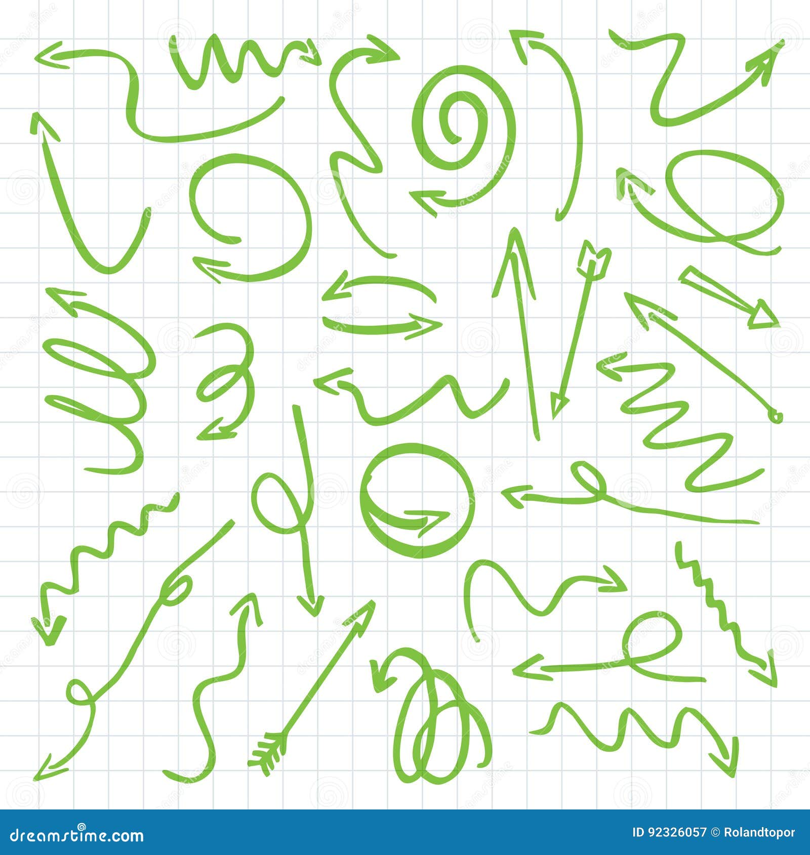 Green Drawn Arrows. Vector Illustration. Stock Vector - Illustration of ...