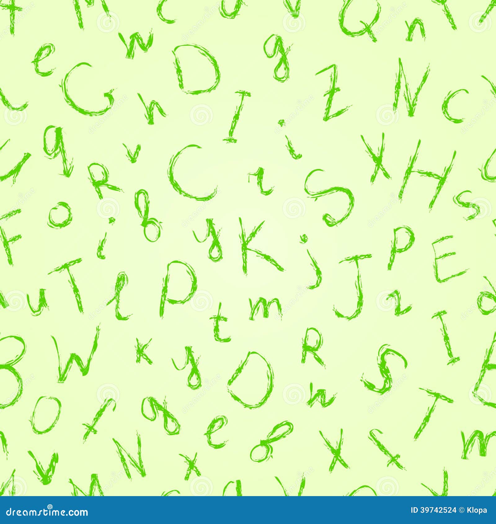 Green Drawn Letter Seamless Pattern Stock Illustration - Illustration ...