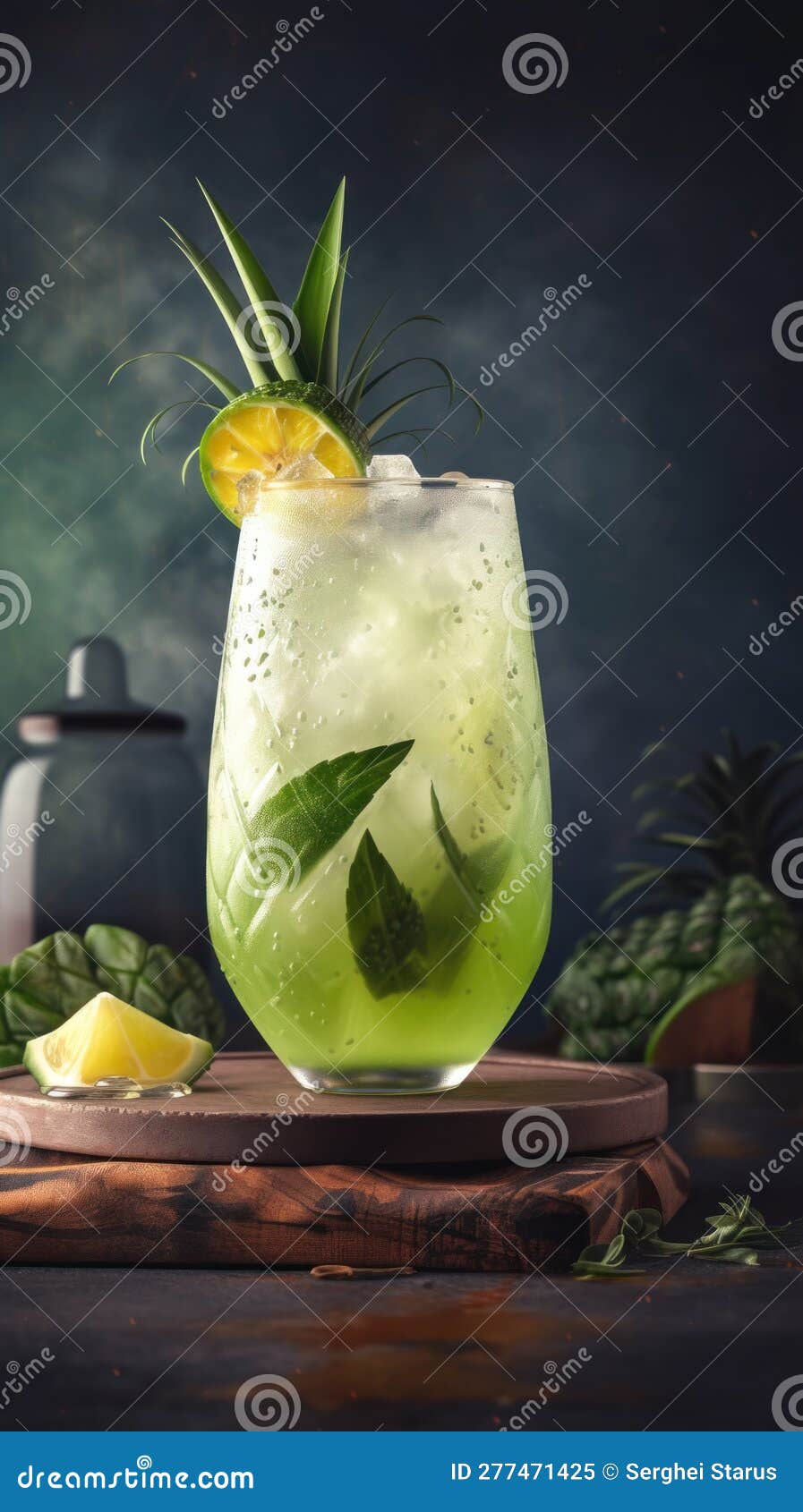 A Green Drink with a Pineapple Garnish on Top. Generative AI Image ...