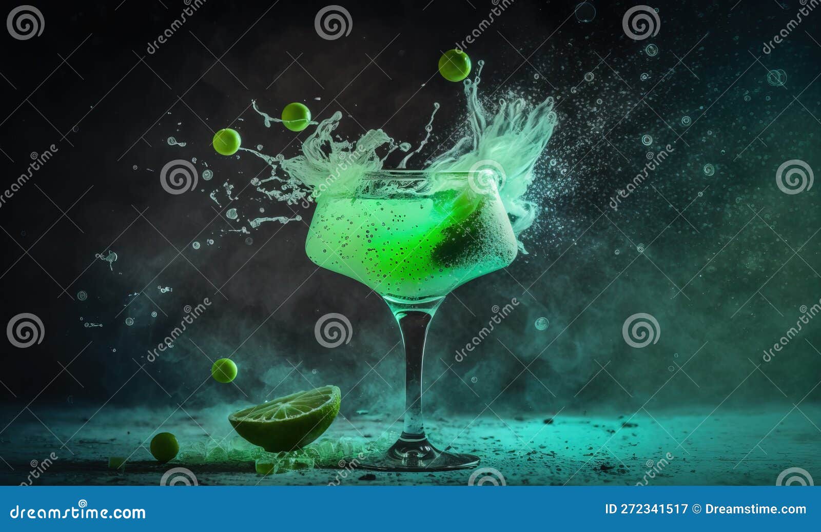 A Green Drink with a Splash of Juice on the Glass Stock Illustration ...