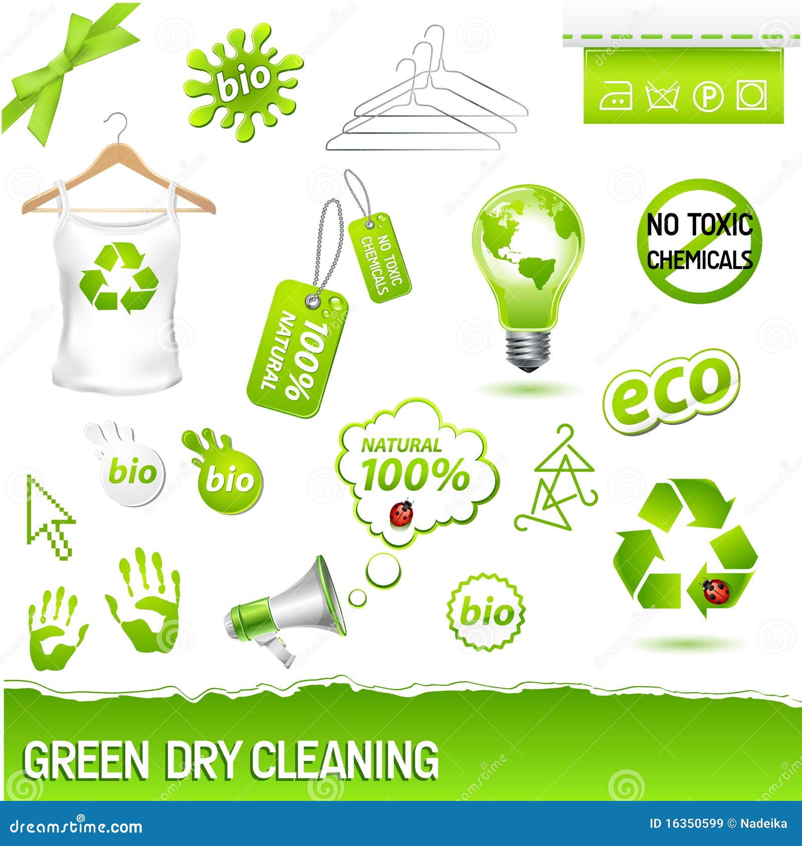 Green dry cleaning set stock vector. Illustration of arrow - 16350599