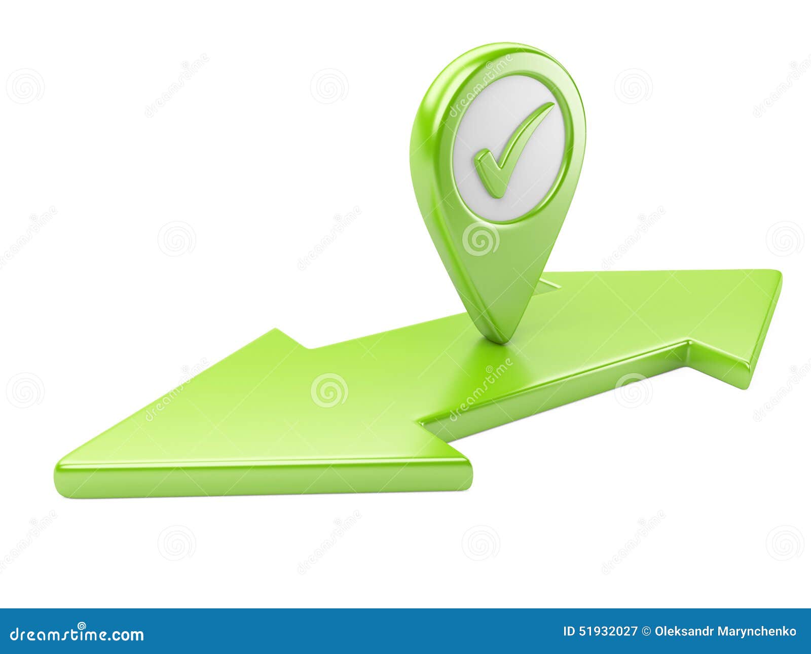 Green Dual Direction Arrow with Check Mark and Map Pointer Stock ...
