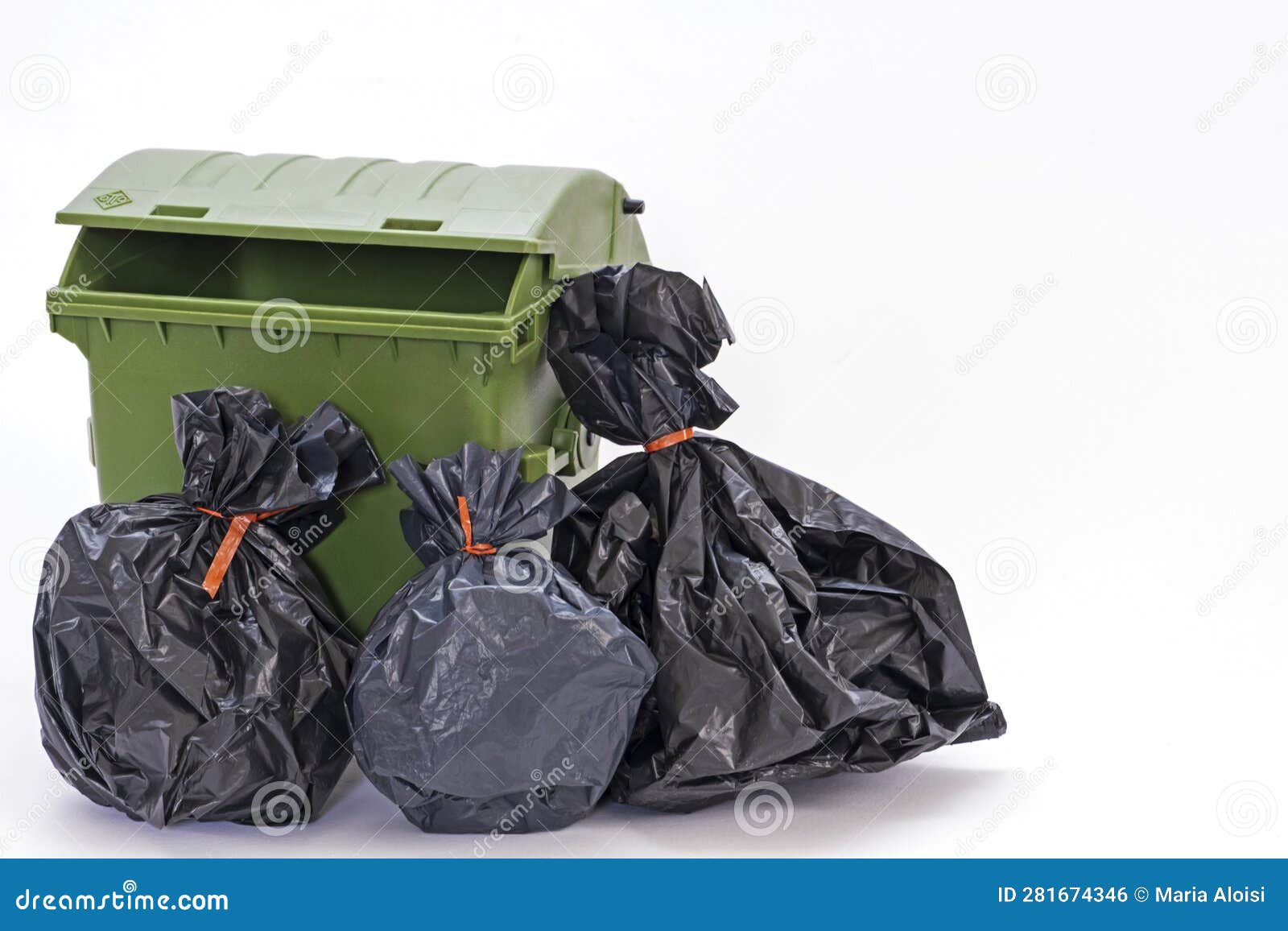 A green dust bin. stock photo. Image of full, dump, discard - 281674346