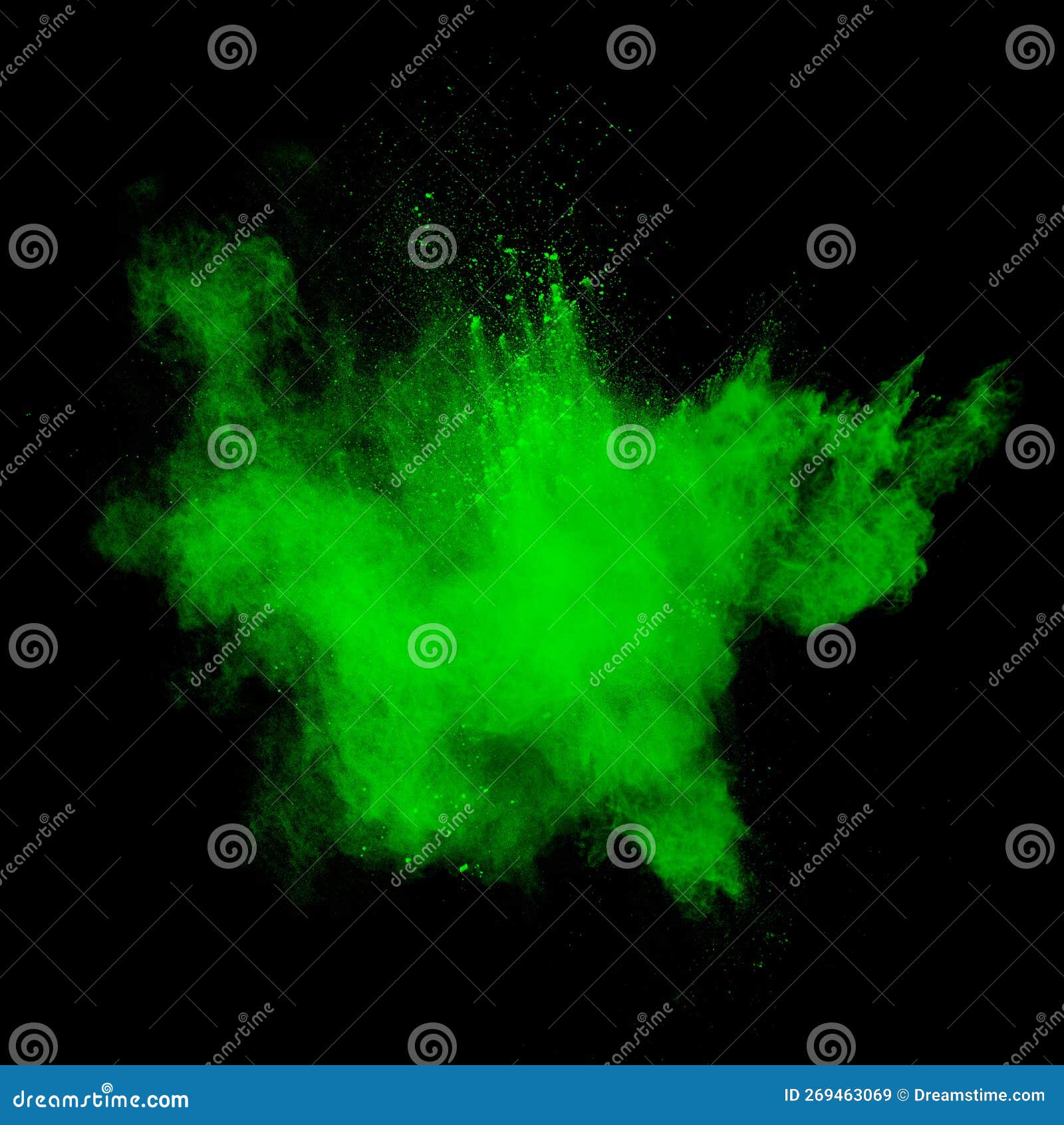 Green Dust Explosion on Black Background. Colored Powder Splatter on ...