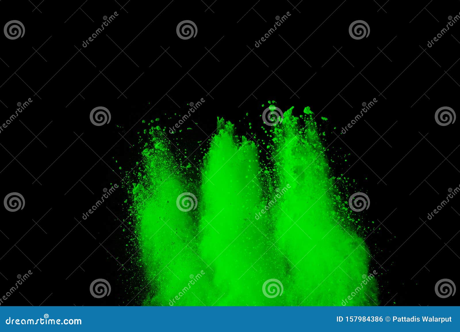 Green Dust Particles Explosion on Black Background Stock Photo - Image ...