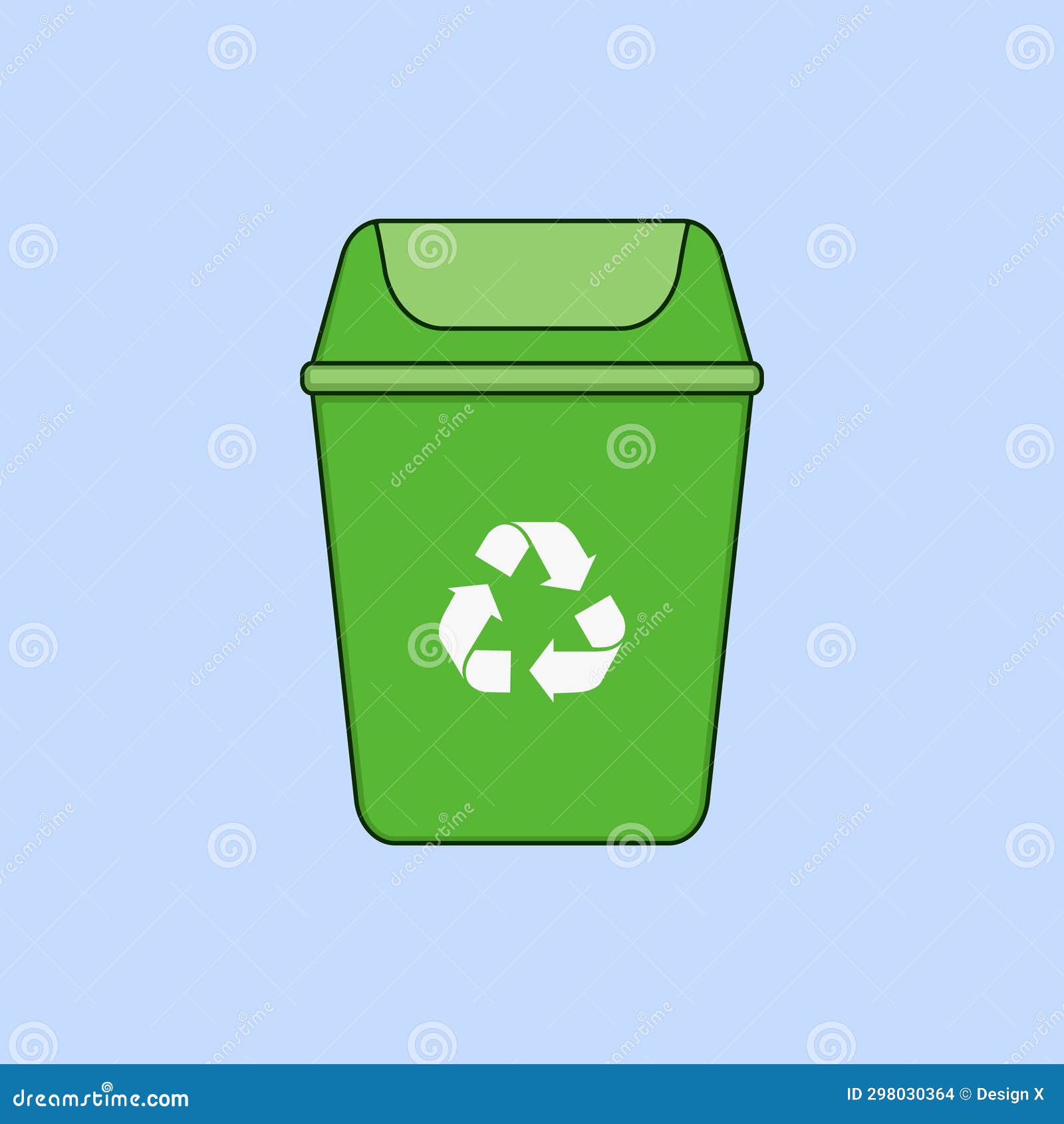 Green Dustbin Vector Illustration Icon Recycle Bin Icon Vector Stock ...