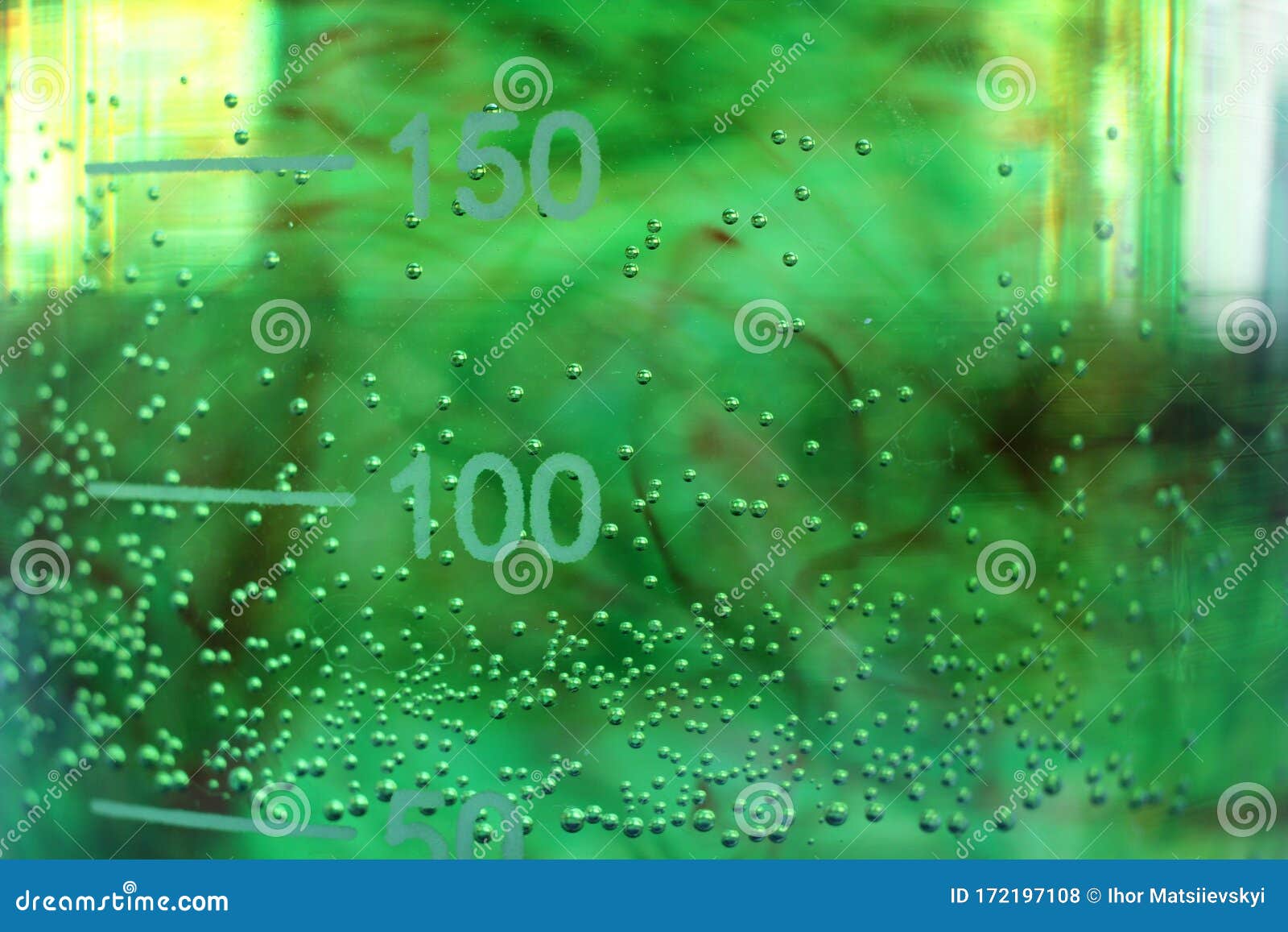 A Beaker with an Aqueous Solution of Green Dye. Stock Photo - Image of ...