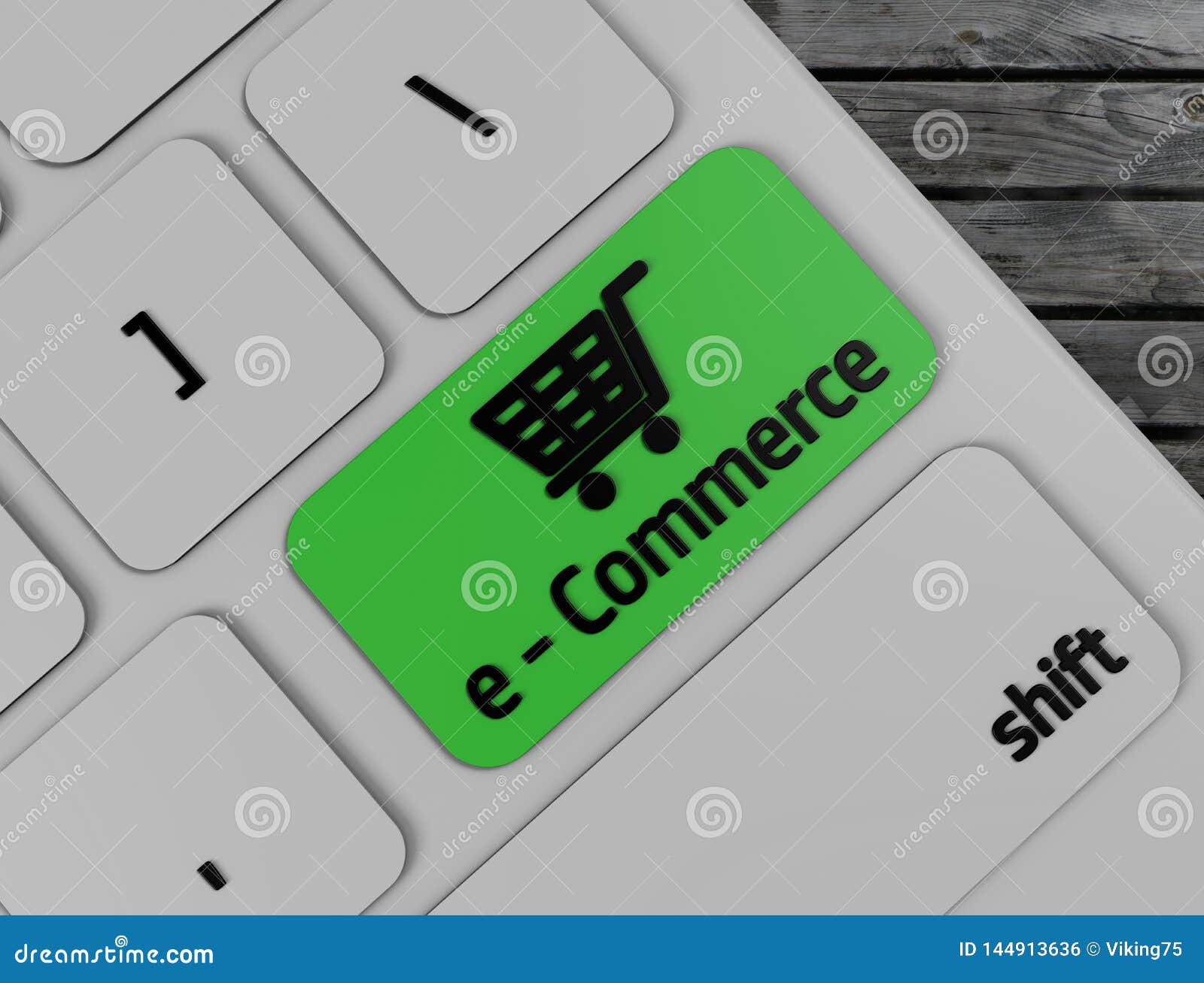 Green E-Commerce Button on Computer Keyboard Stock Illustration ...
