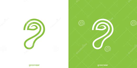Ear Green Logo. Ear and Leaf with Minimalist Style Stock Illustration ...