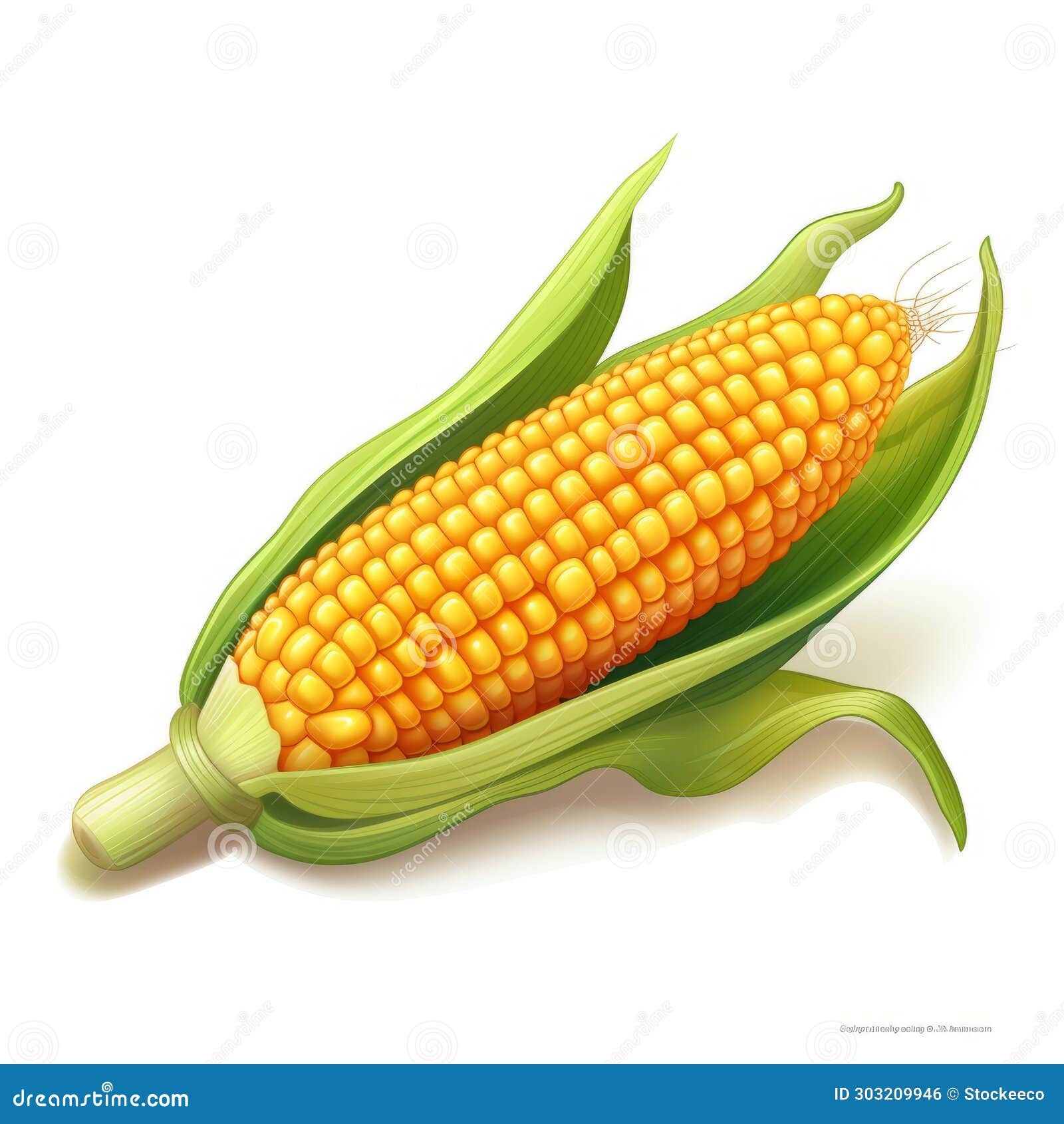 Realistic Vector Illustration of Corn on White Background Stock ...