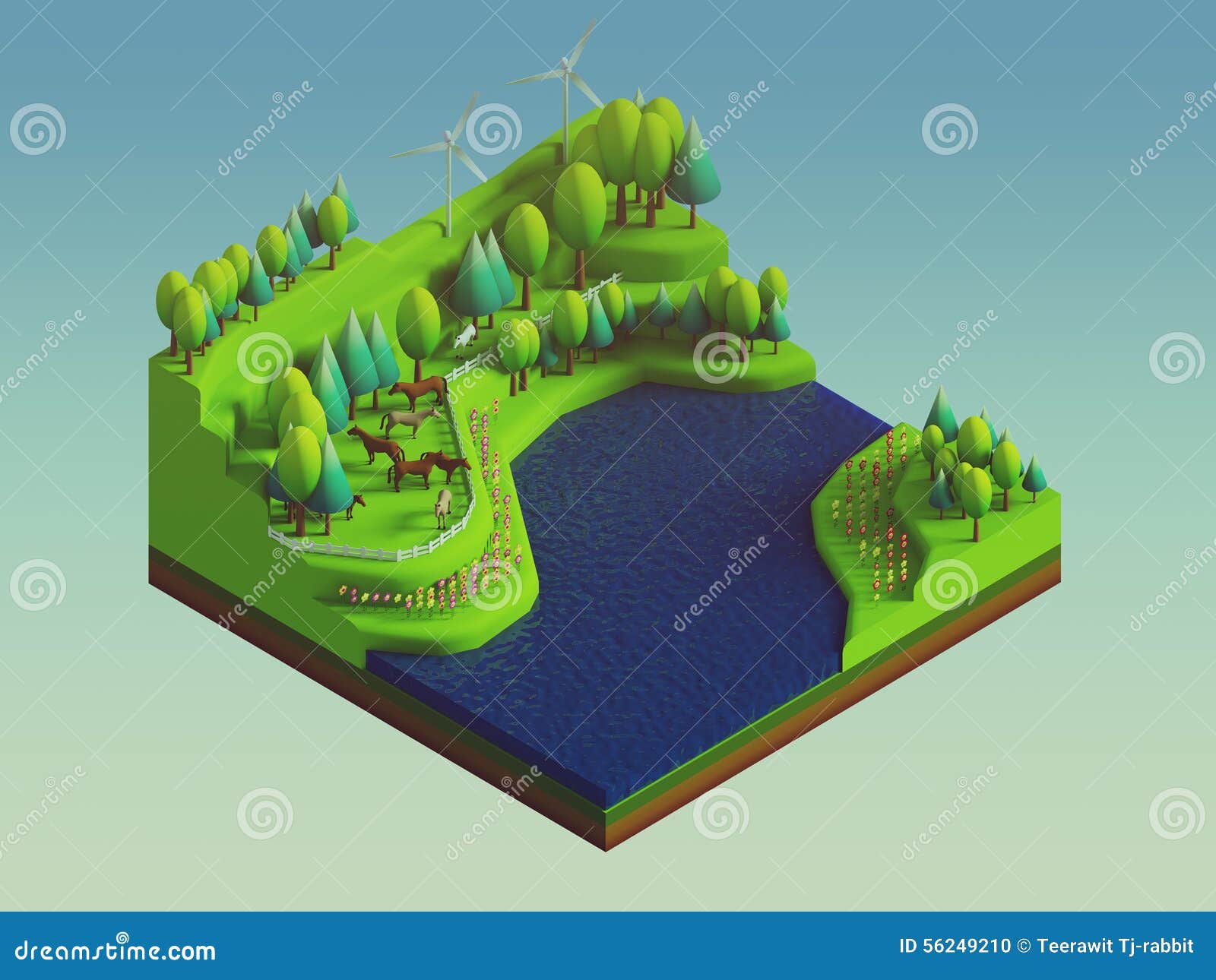 Green Earth Concept in Isometric View Stock Illustration - Illustration ...