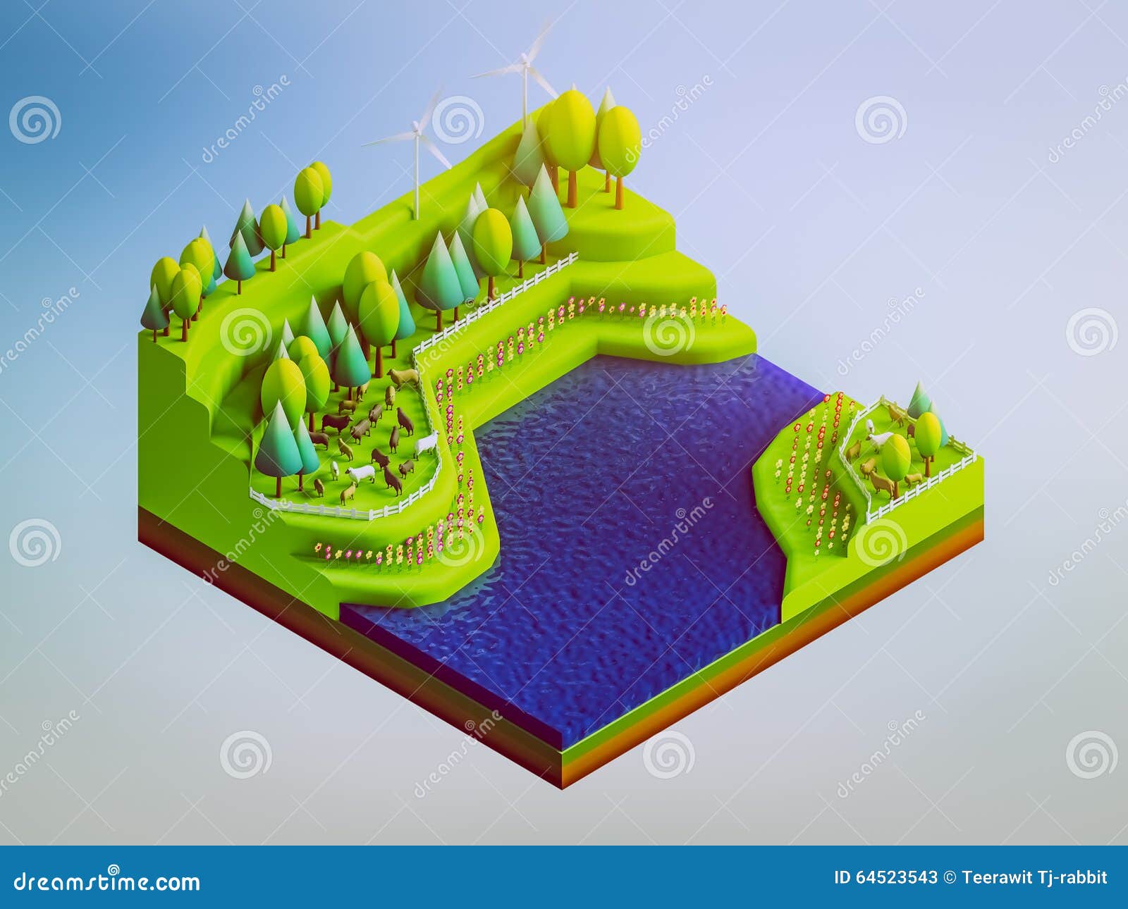 Green Earth Concept in Isometric View Stock Illustration - Illustration ...