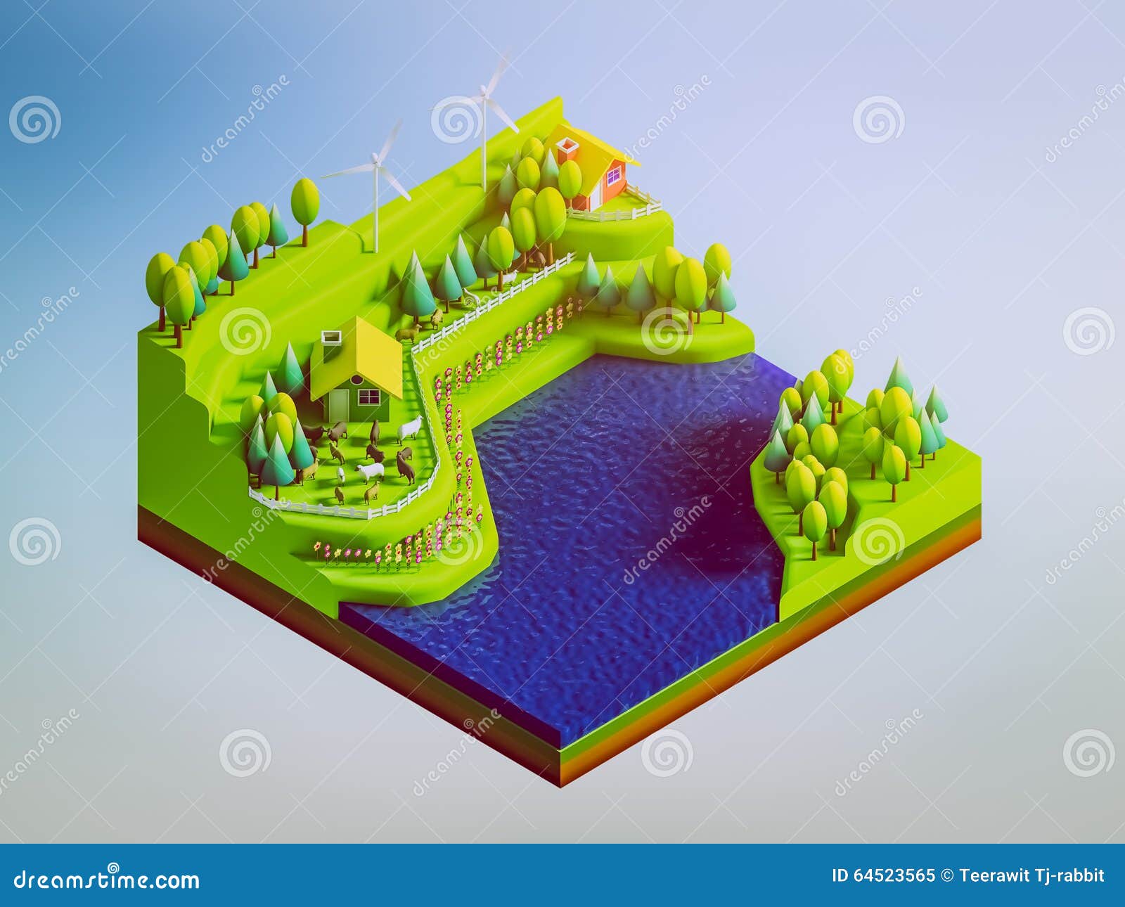 Green Earth Concept in Isometric View Stock Illustration - Illustration ...