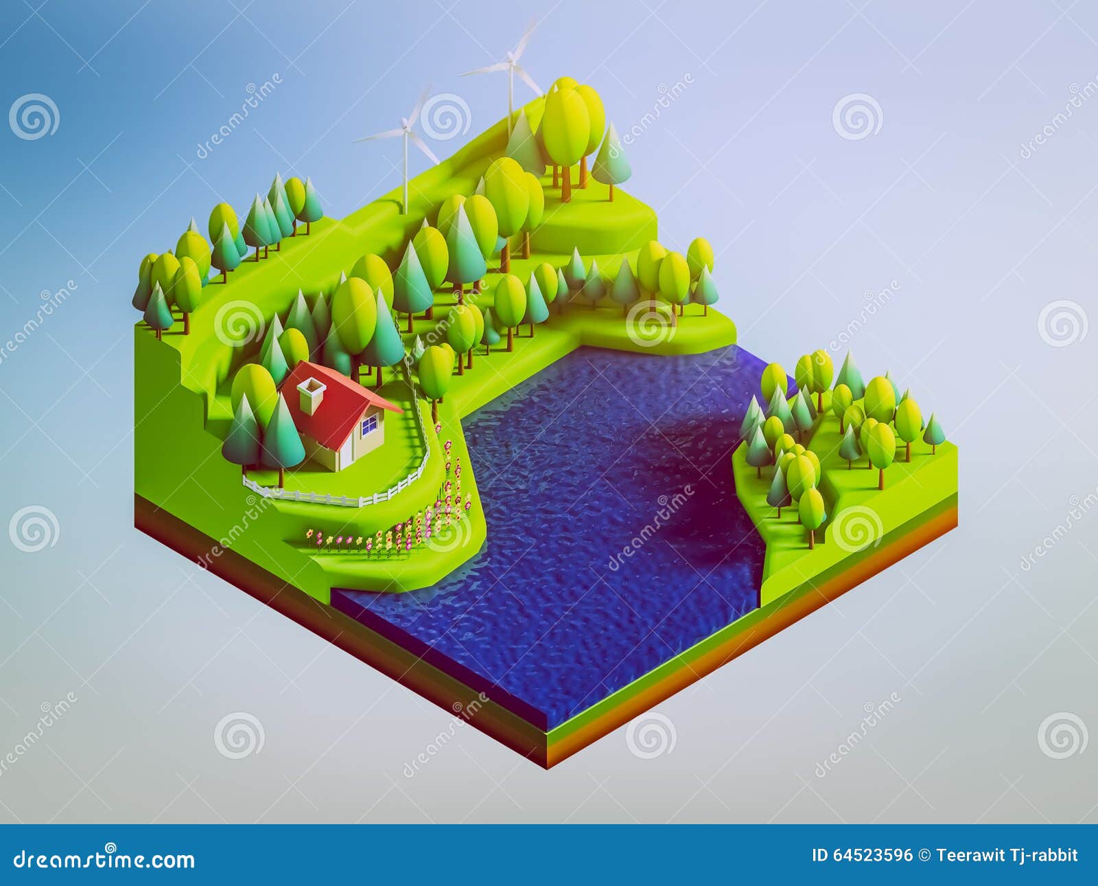 Green Earth Concept in Isometric View Stock Illustration - Illustration ...