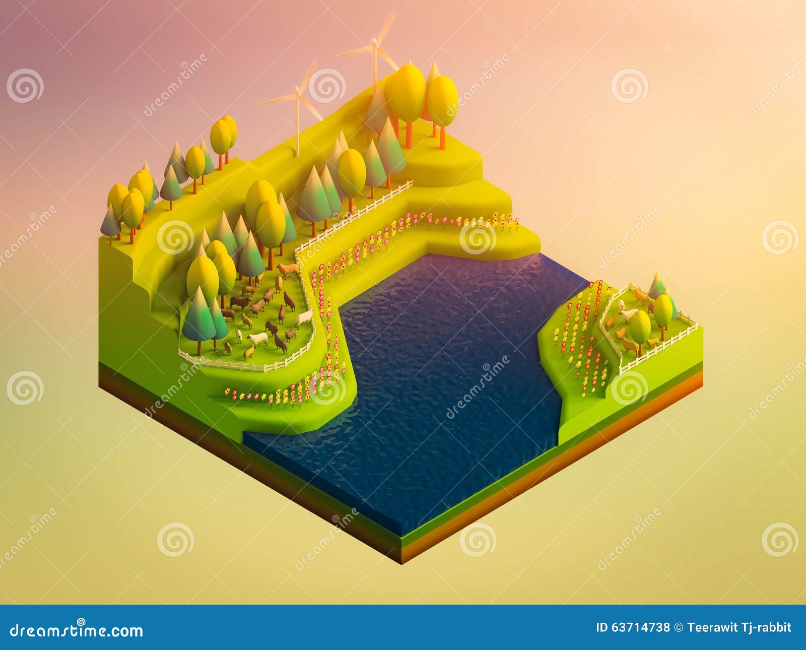 Green Earth Concept in Isometric View Stock Illustration - Illustration ...