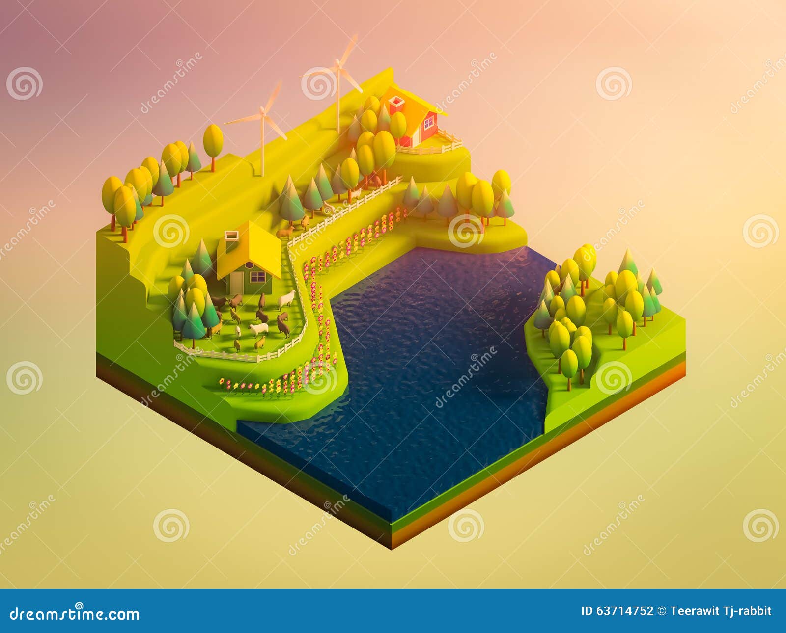 Green Earth Concept in Isometric View Stock Illustration - Illustration ...
