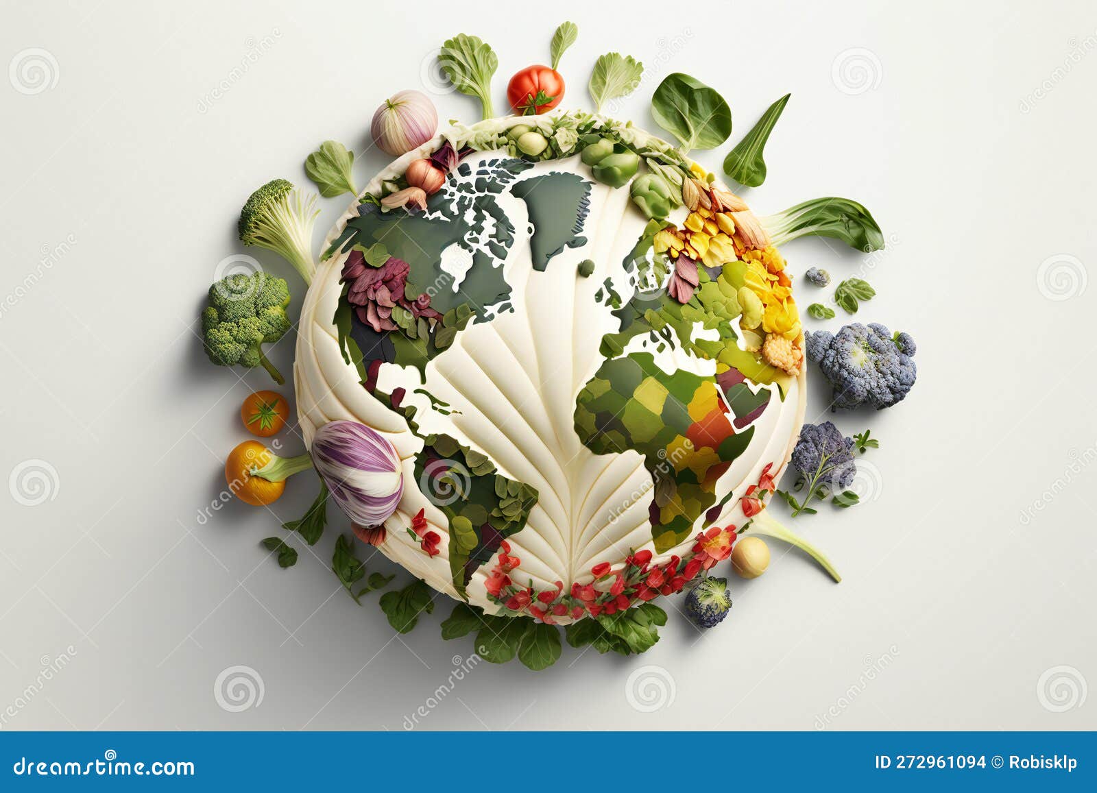 A Green Earth Concept with a Map of Vegetables Stock Illustration ...