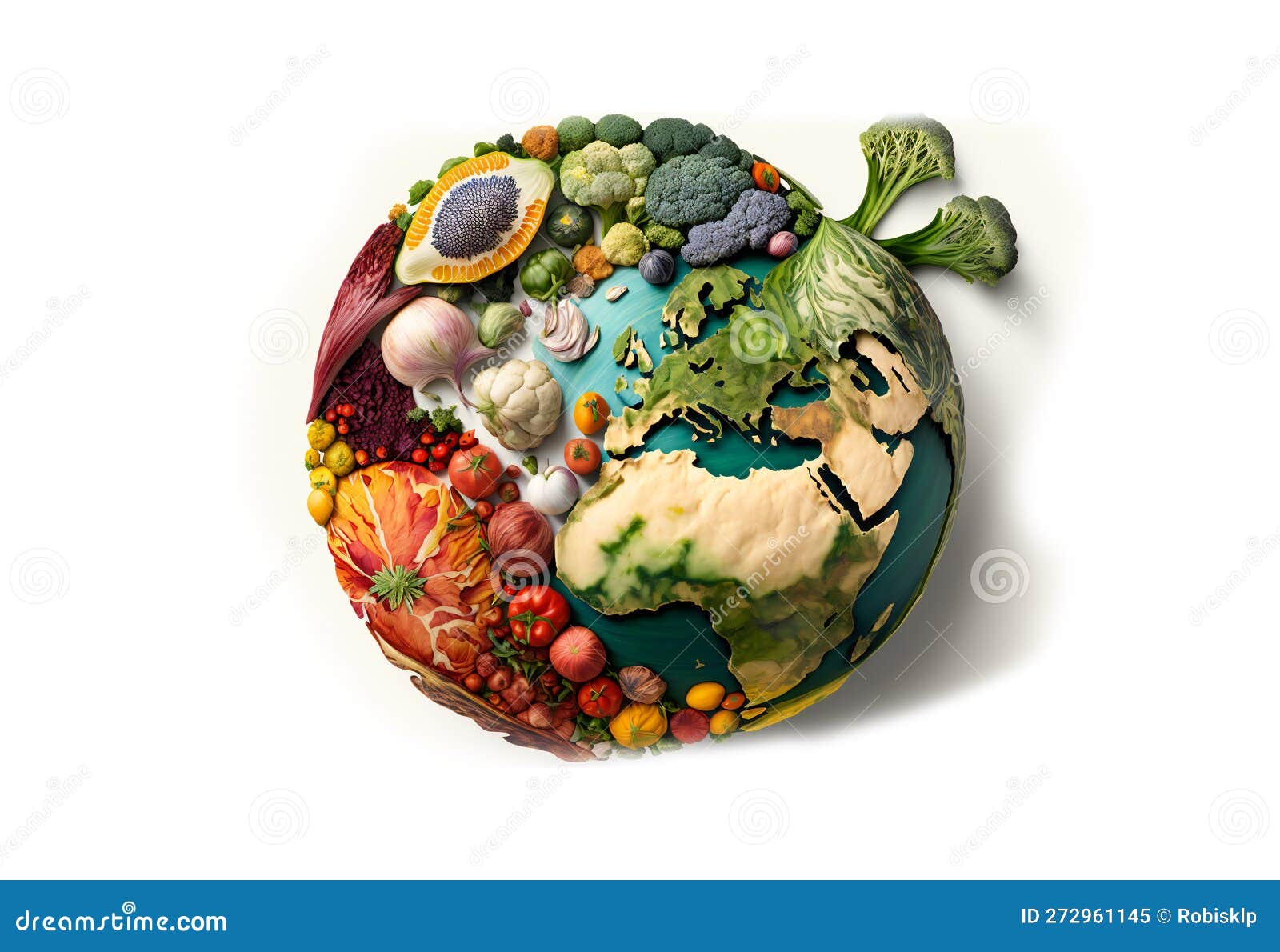 A Green Earth Concept with a Map of Vegetables Stock Illustration ...