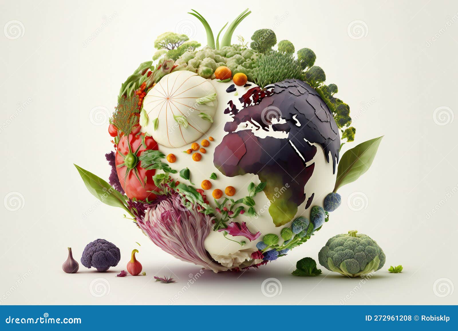 A Green Earth Concept with a Map of Vegetables Stock Illustration ...