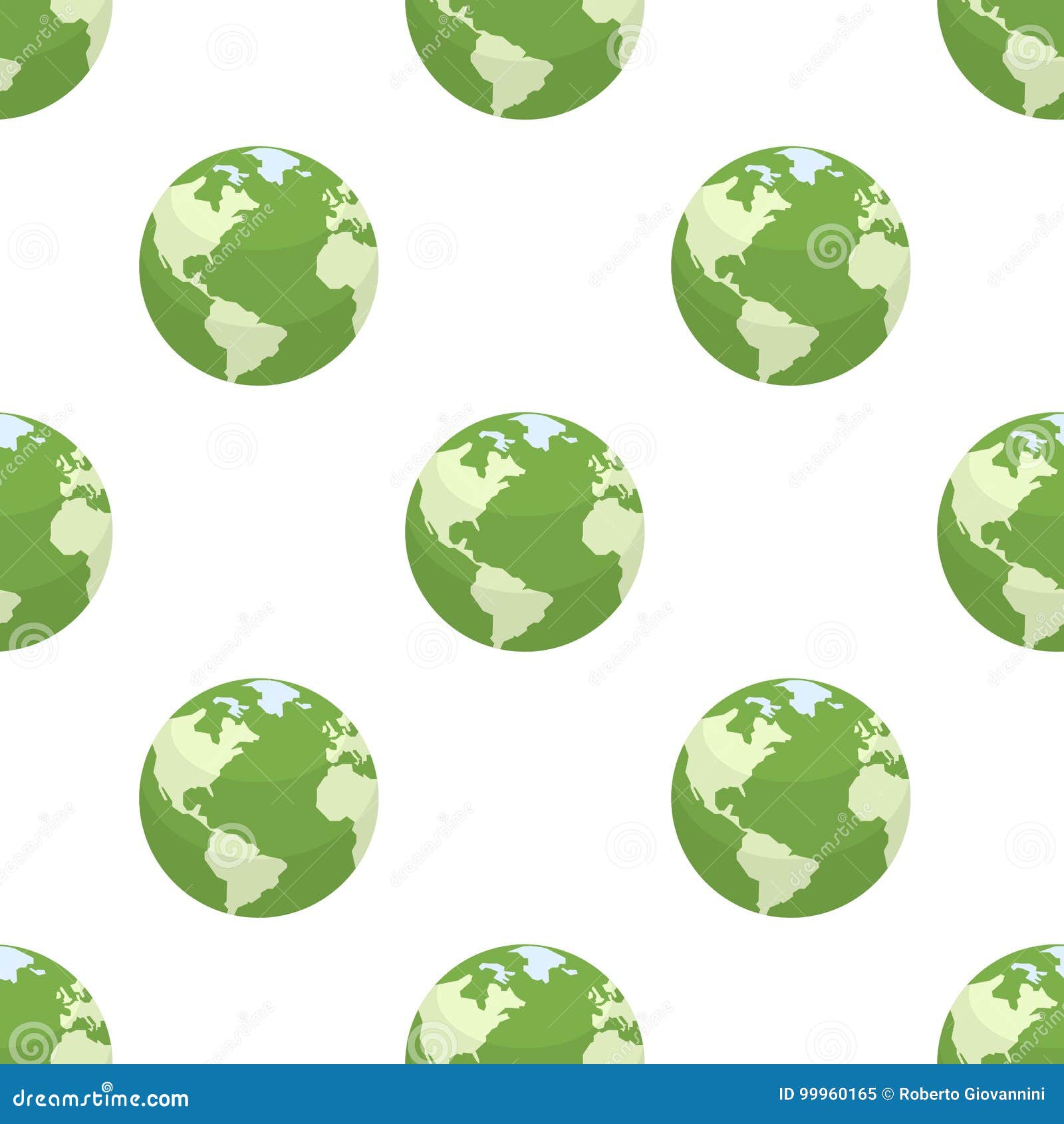 Green Earth Flat Icon Seamless Pattern Stock Vector - Illustration of ...