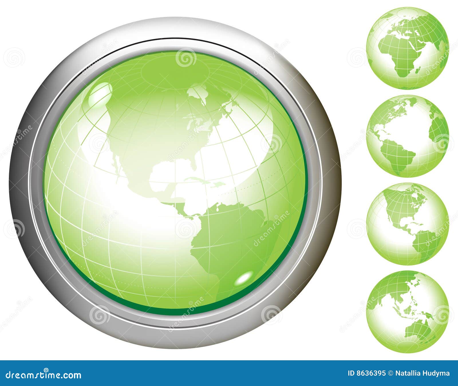 Green Earth Glossy Buttons. Stock Vector - Illustration of business ...