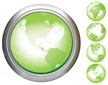 Green Earth Glossy Buttons. Stock Vector - Illustration of business ...