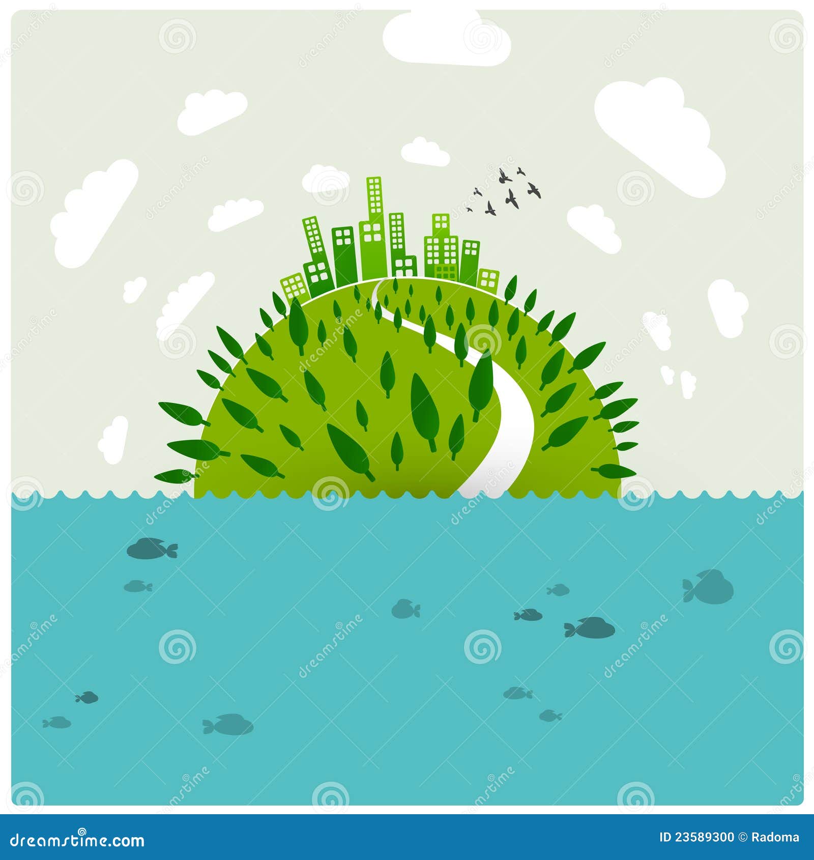 Green earth in the ocean stock vector. Illustration of ecology - 23589300