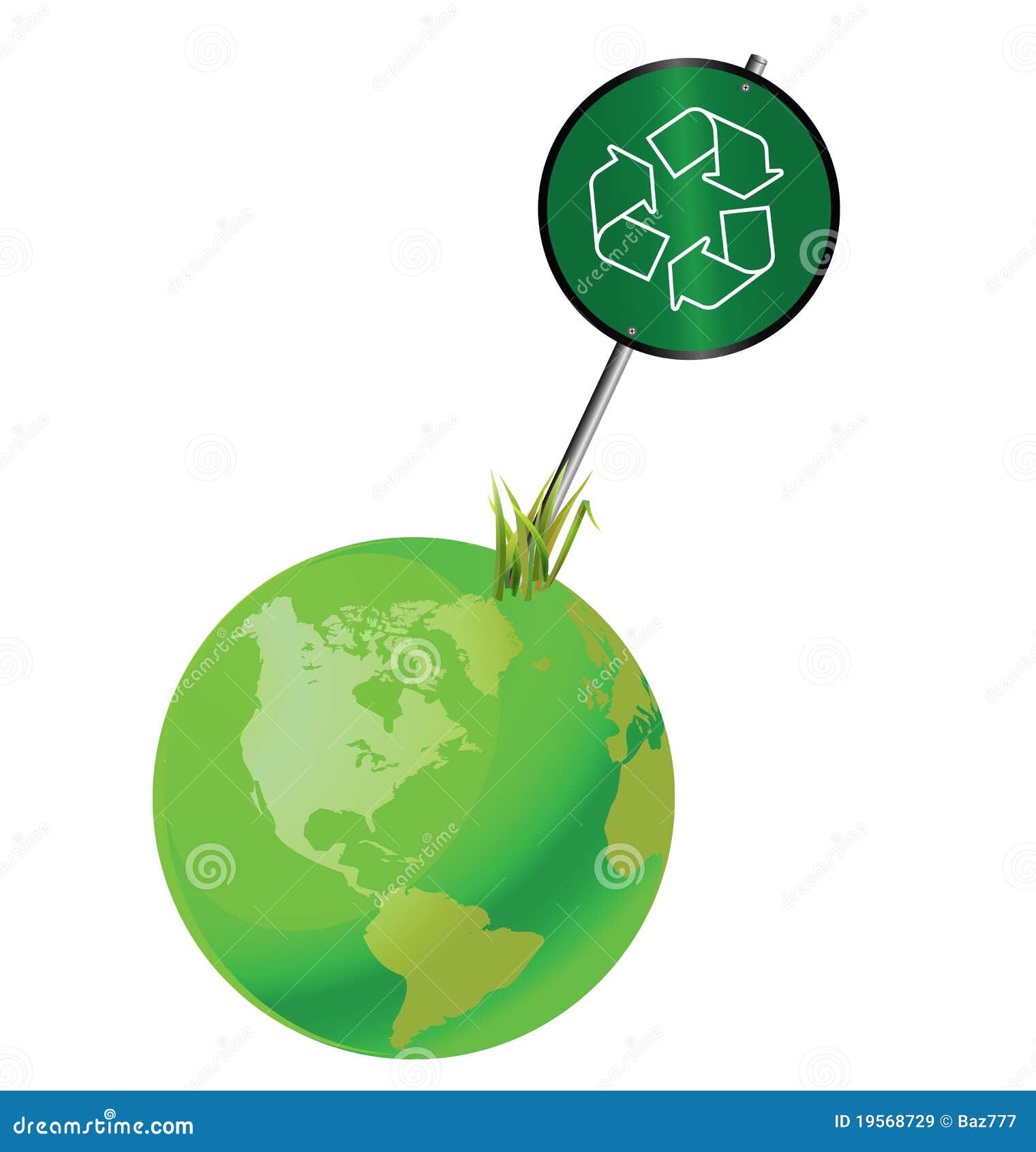 Earth With Recycling Symbol Flat Sticker Vector Illustration ...