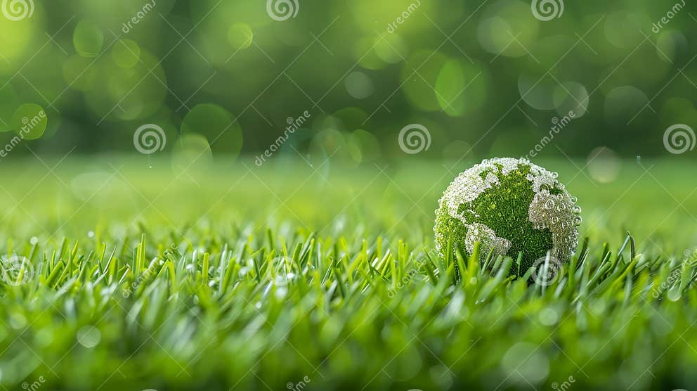 Green Earth Symbol on Fresh Grass Stock Illustration - Illustration of ...