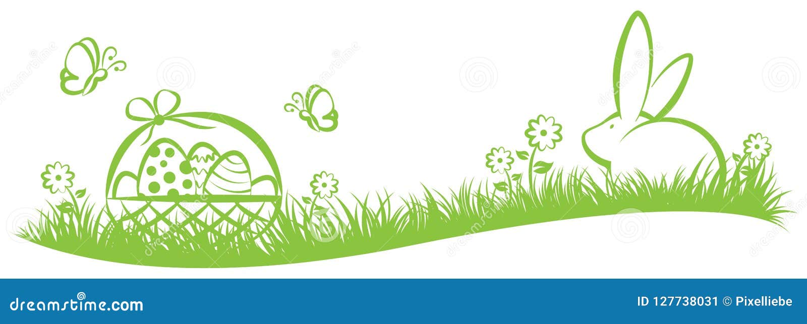 Green Easter Bunny Silhouette Isolated Vector Stock Vector ...