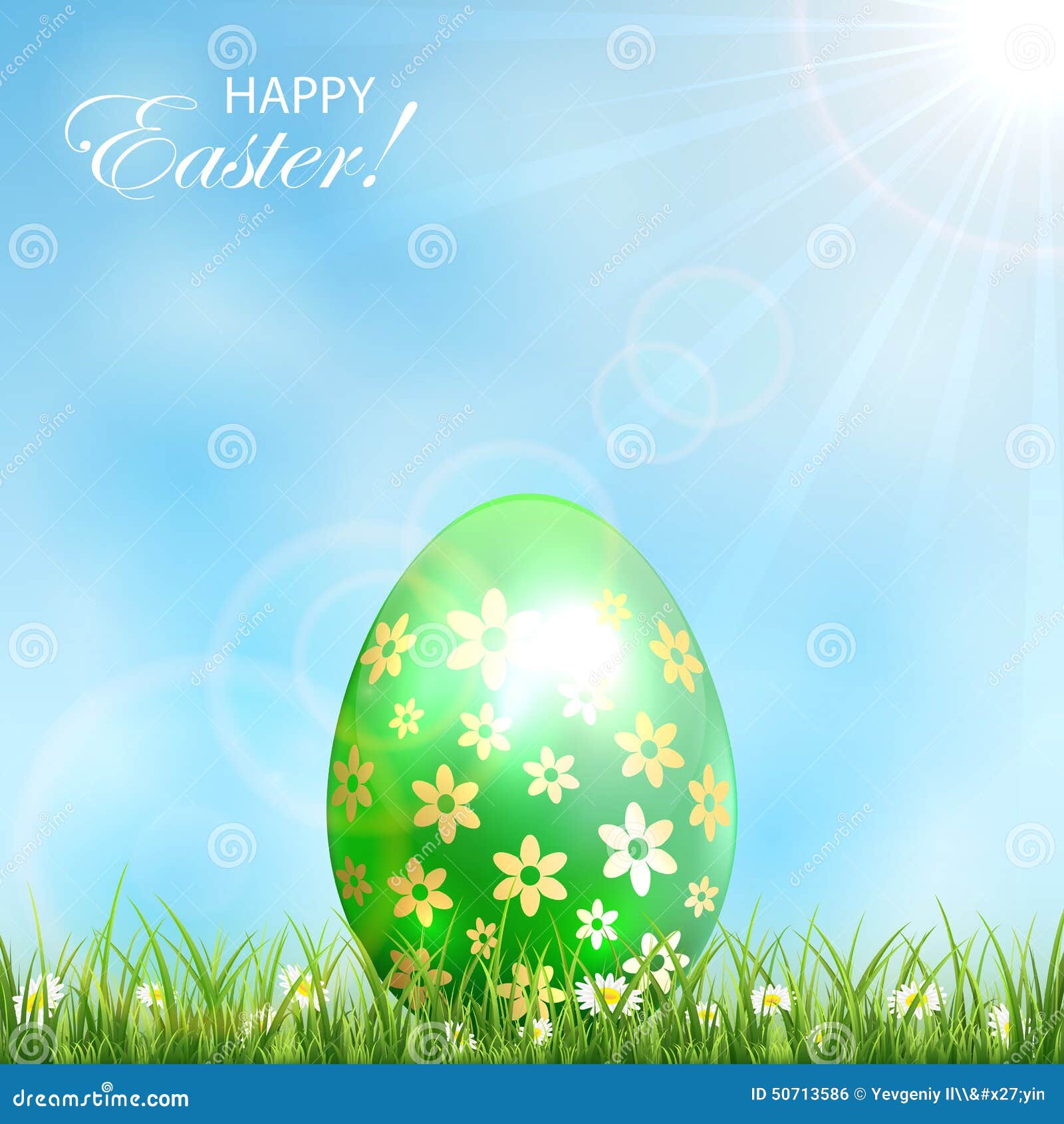 Green Easter Egg in a Grass Stock Vector - Illustration of vector ...