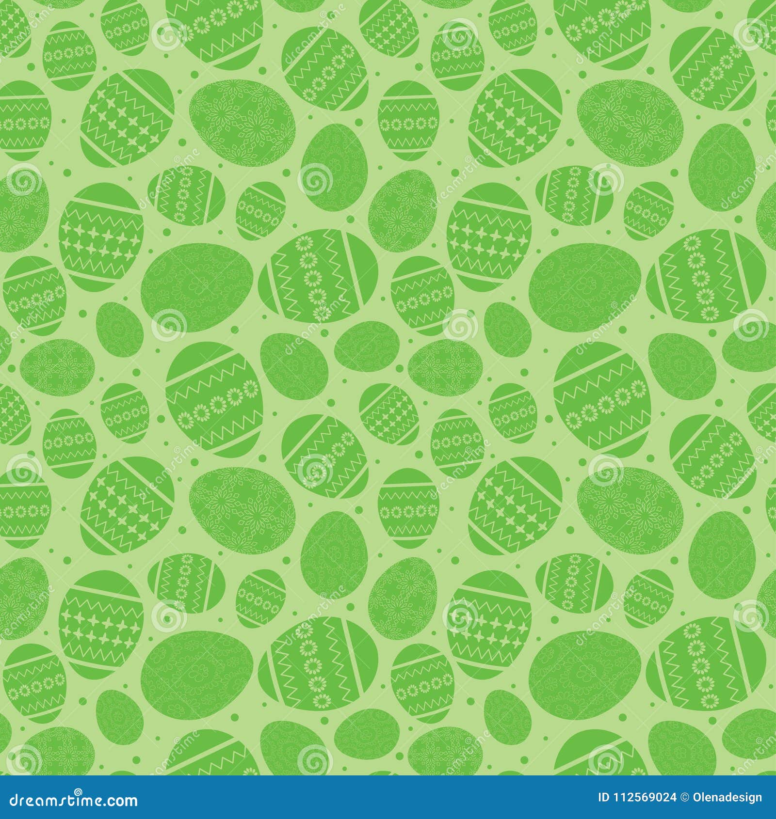Green Easter Seamless Pattern with Decorated Easter Eggs - Vector Stock ...