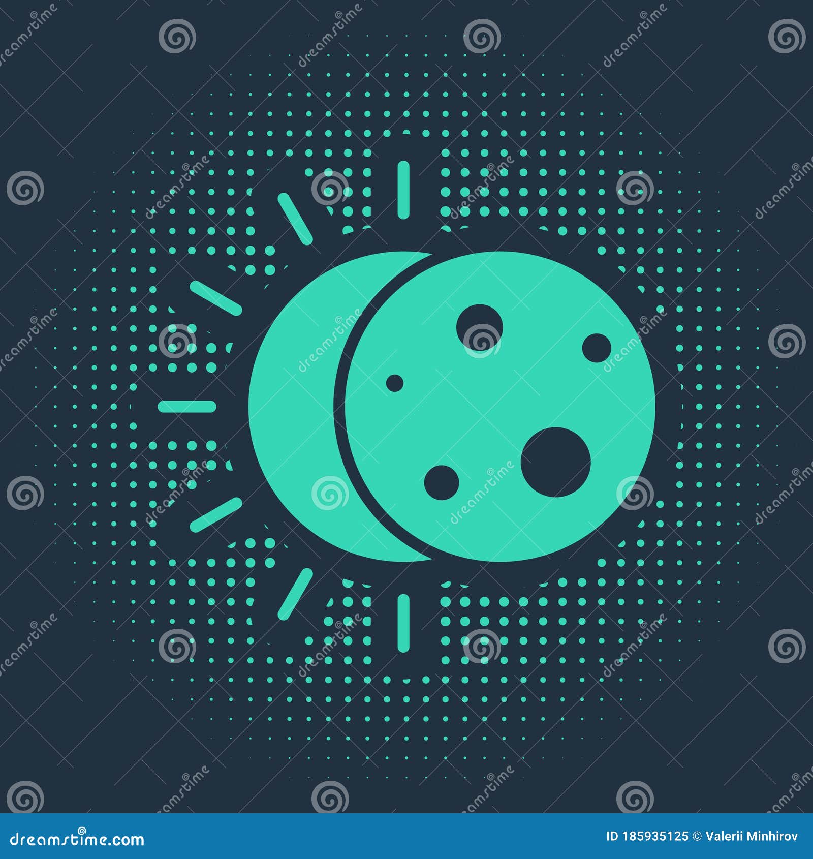Green Eclipse of the Sun Icon Isolated on Blue Background. Total Sonar ...