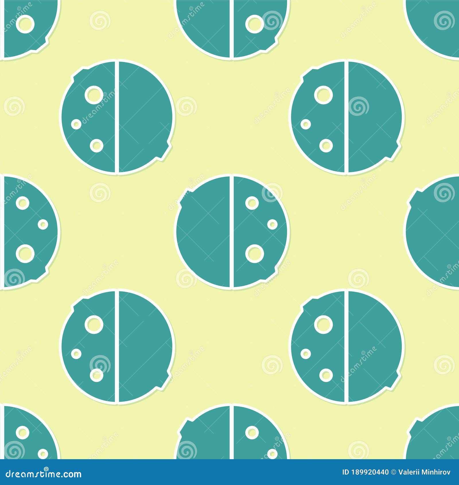 Green Eclipse of the Sun Icon Isolated Seamless Pattern on Yellow ...