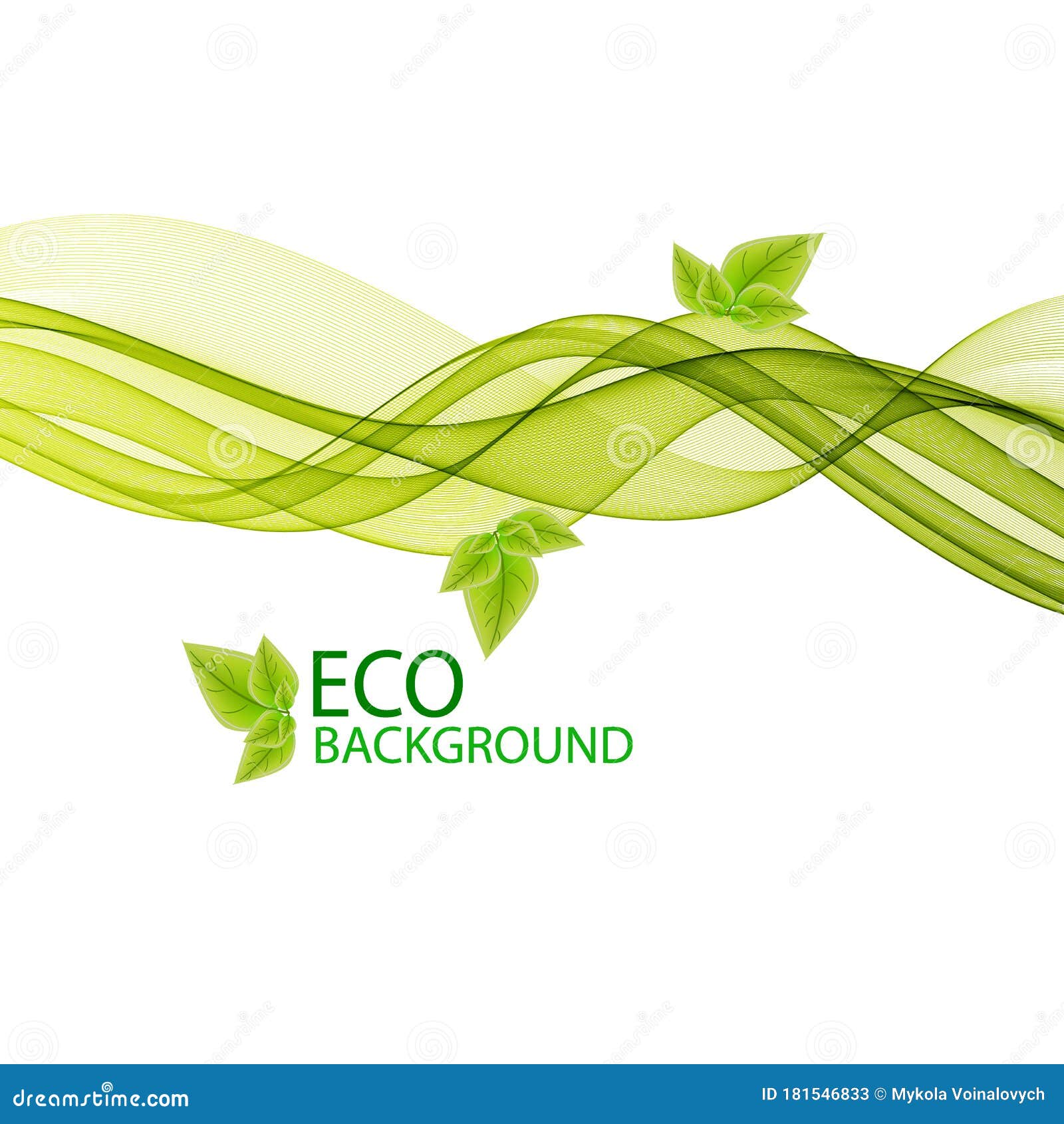 Green Eco Abstract Background. Vector Wave with Leaves Stock Vector ...