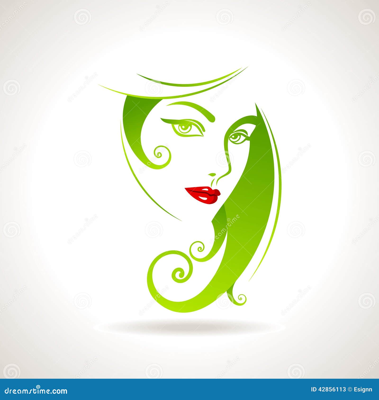 Green Eco Friendly Icon with Women Face Stock Vector - Illustration of ...