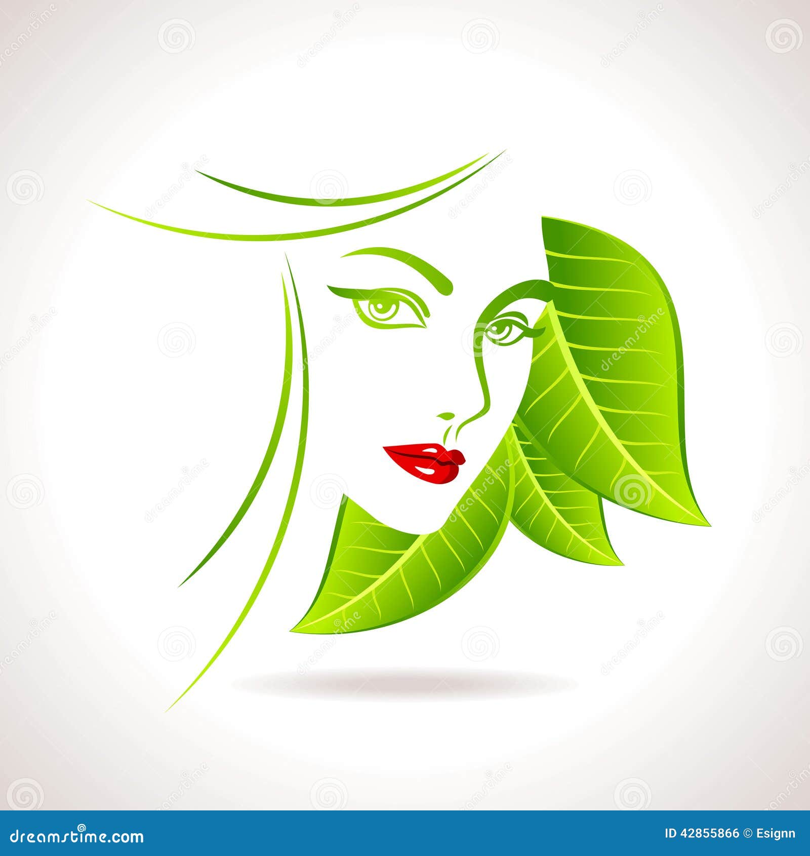 Green Eco Friendly Icon with Women Face Stock Vector - Illustration of ...
