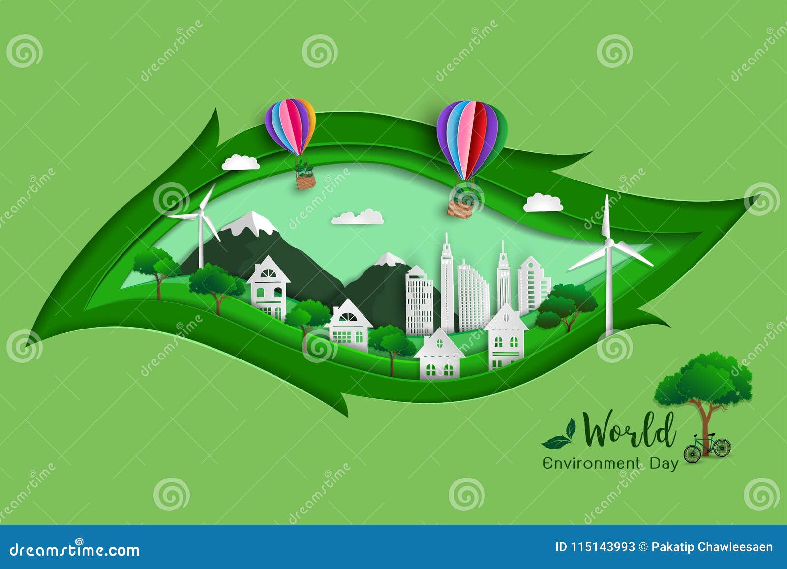 Green Eco Friendly Save the World and Environment,paper Art Design with ...
