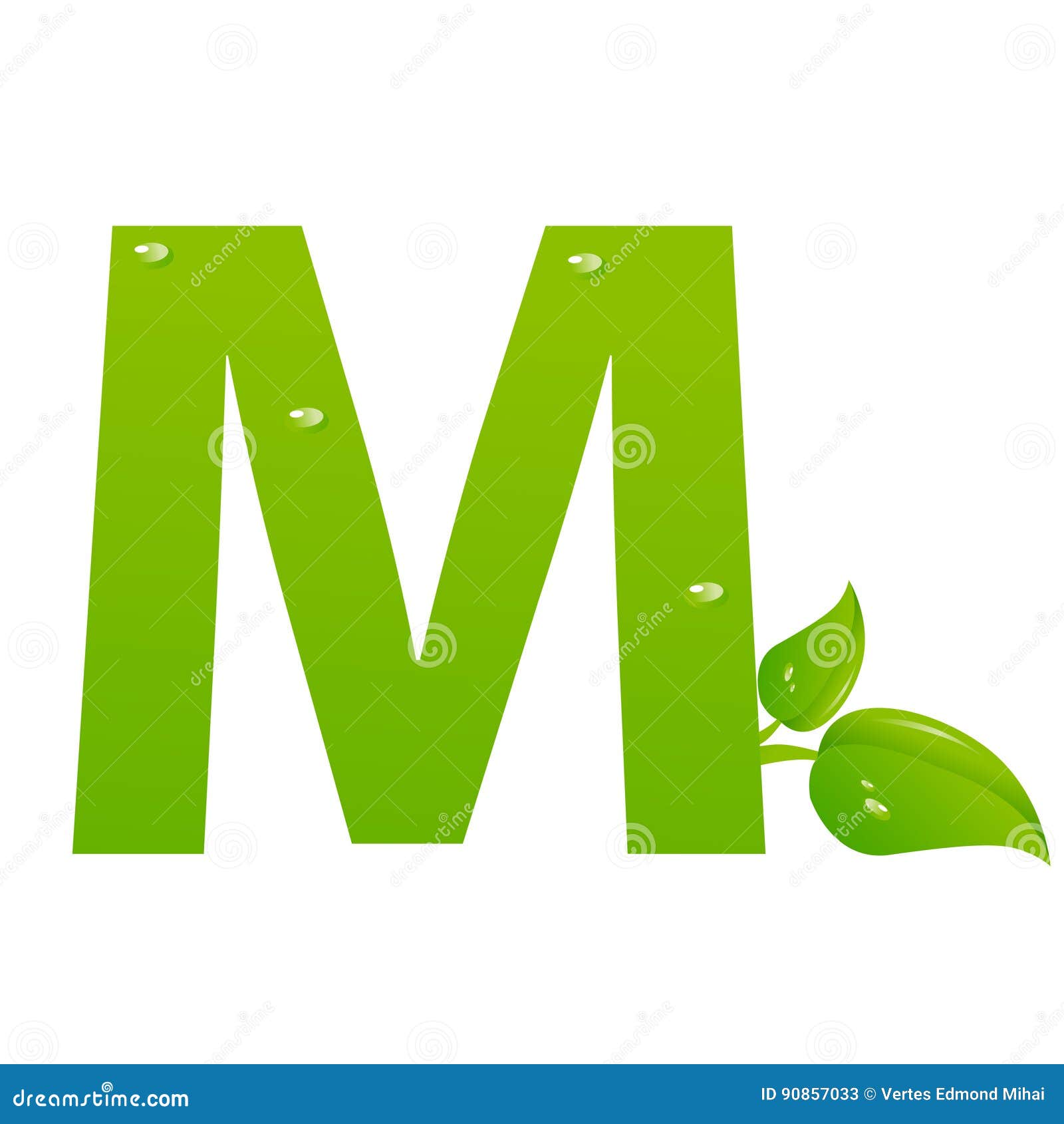 Green eco letter M stock vector. Illustration of letter - 90857033