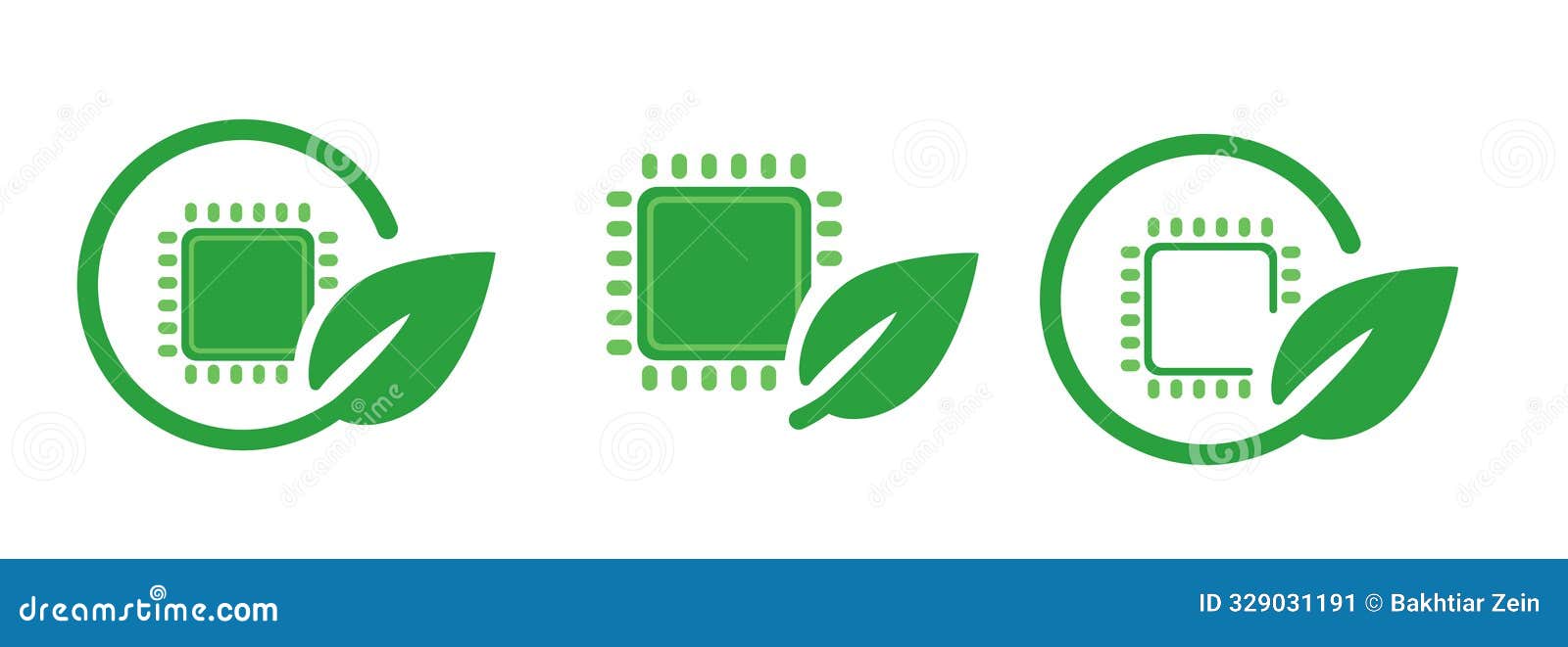 Green Eco Processor Symbol Icon of Microprocessor Leaf Chipset Data ...