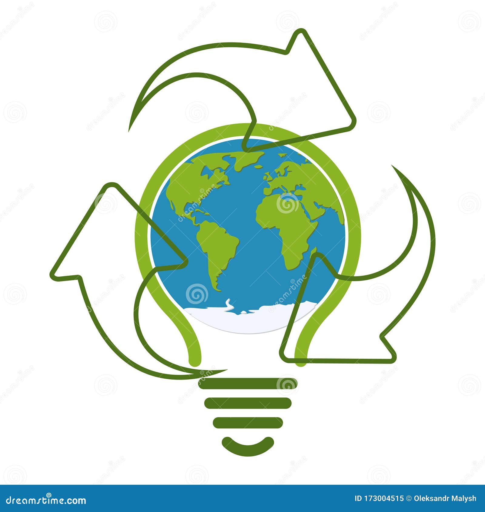 Green Eco Recycle Light Bulb Icon Vector Illustration Stock Vector ...